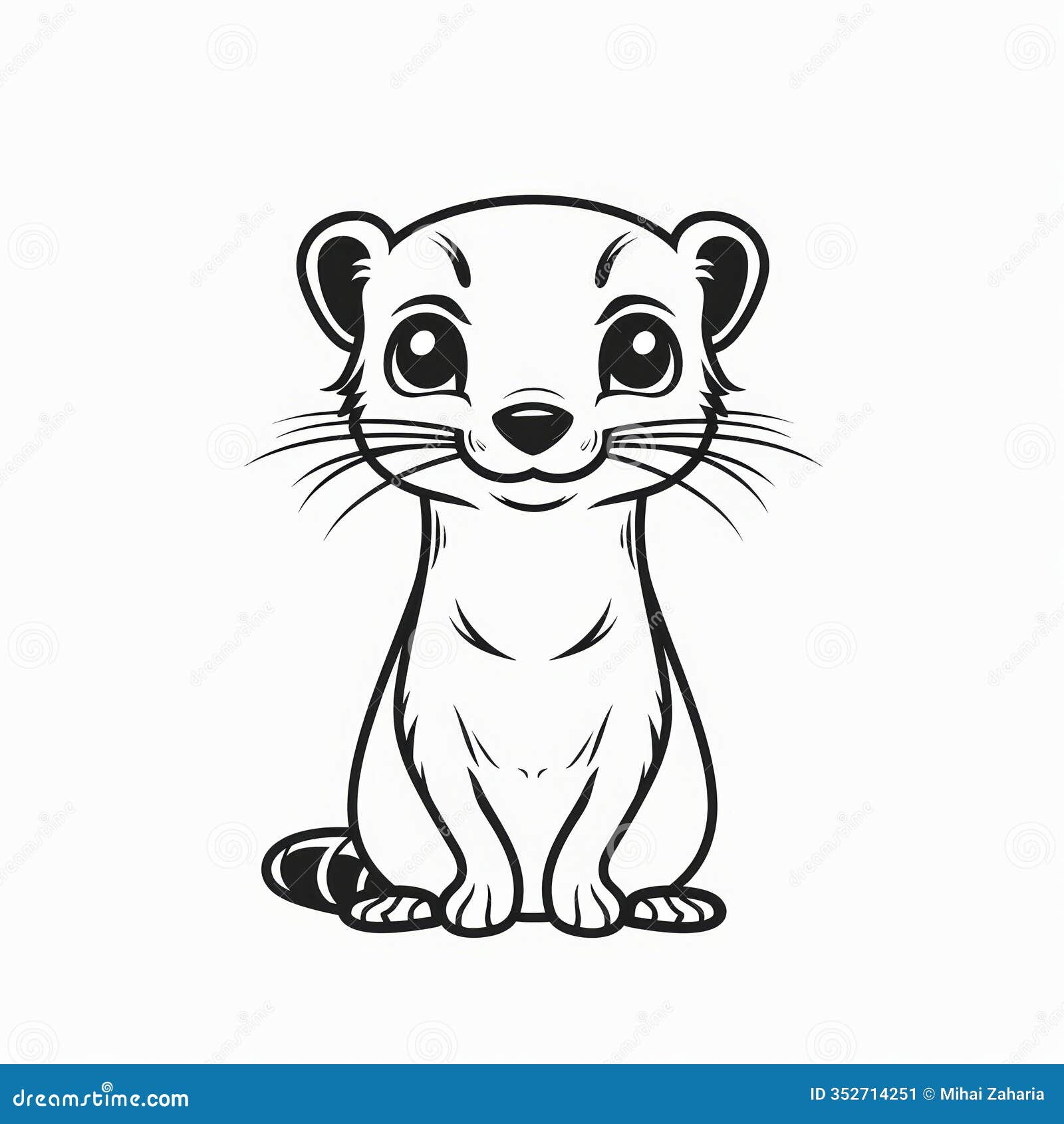 Cute Weasel Logo Design Featuring a Flat Black and White Outline Stock ...