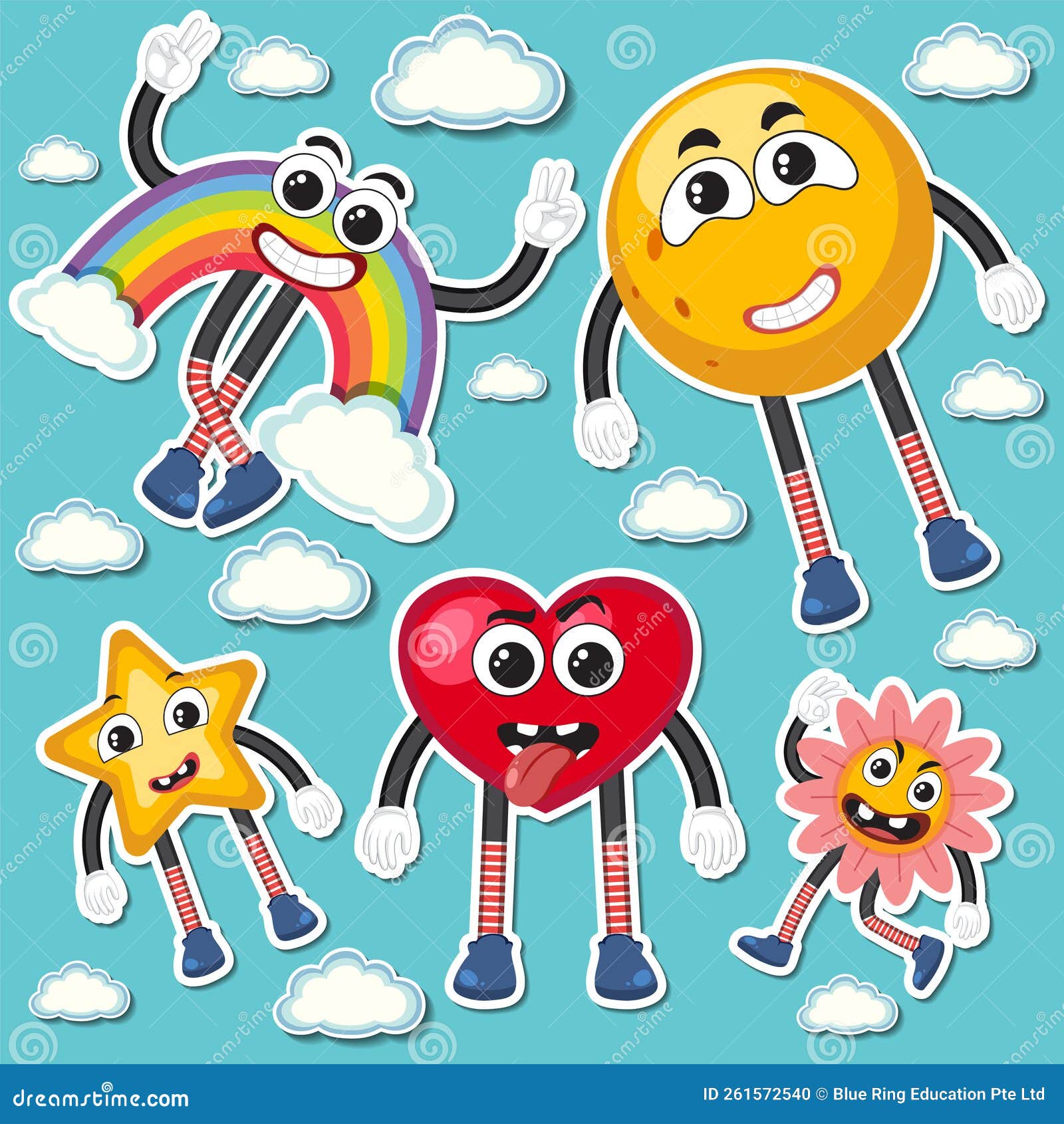 Cute Weather Icons Sticker Seamless Pattern Stock Vector - Illustration ...