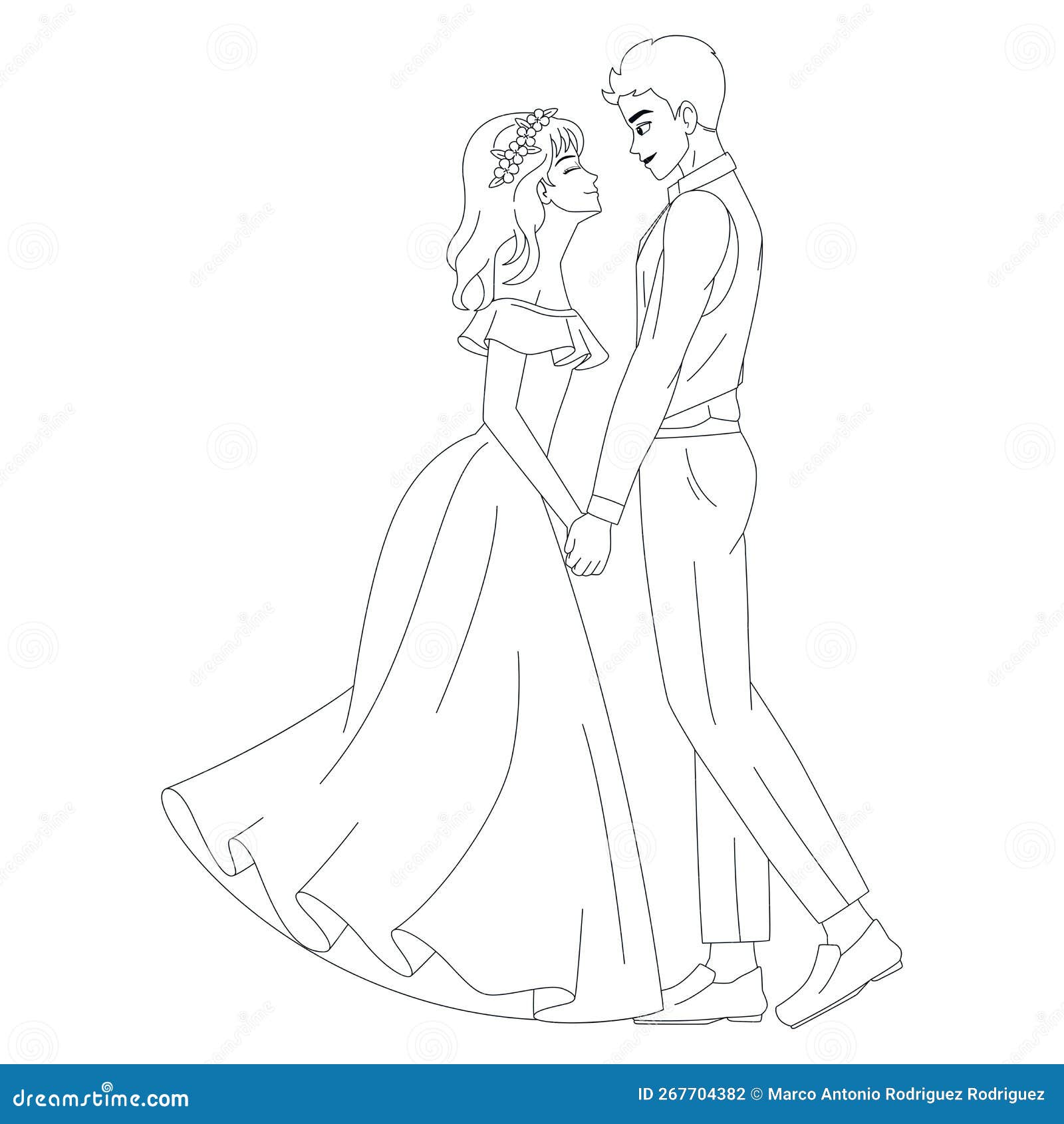 Vector Cute Wedding Couple Anime Characters Isolated Stock Vector ...