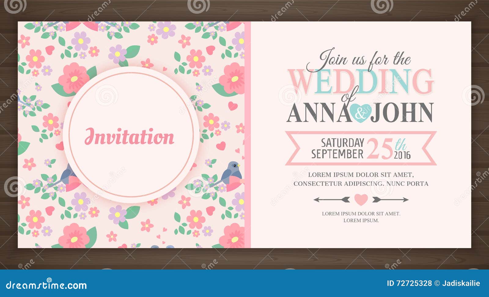 Cute Wedding Invitation Card Stock Vector - Illustration of beautiful ...