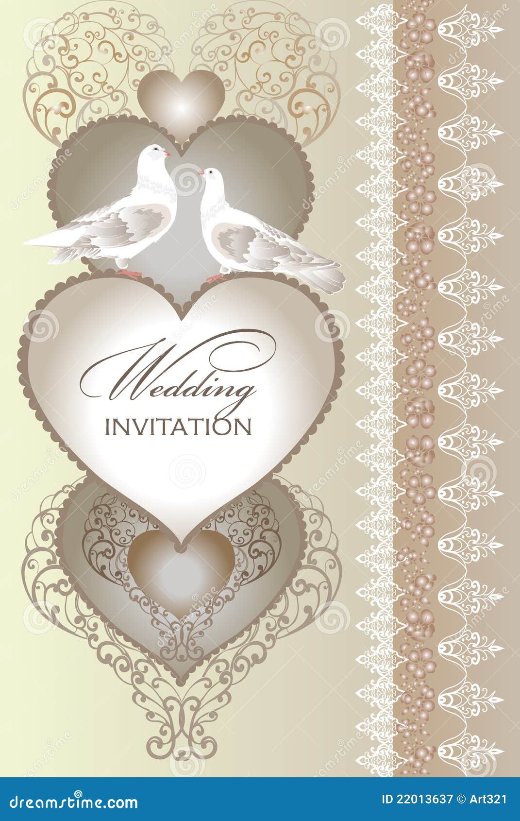 Cute Wedding Invitation Card with Heart Stock Vector - Illustration of ...