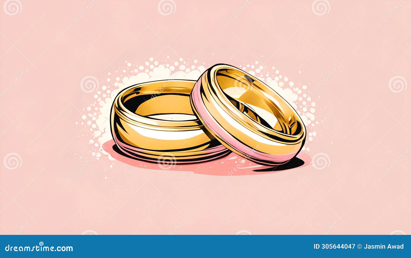 Cute Wedding Rings with Copy Space Graphic Design Stock Illustration ...