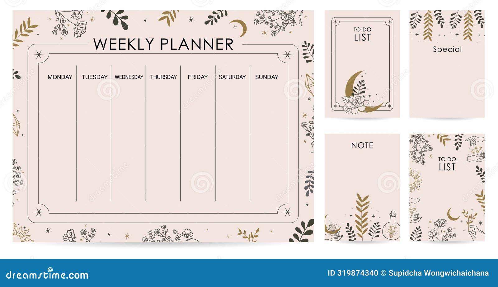 Cute Weekly Planner Background with Boho.Vector Illustration for Kid ...