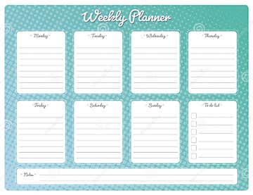Cute Weekly Planner Printable Design Template Stock Vector ...