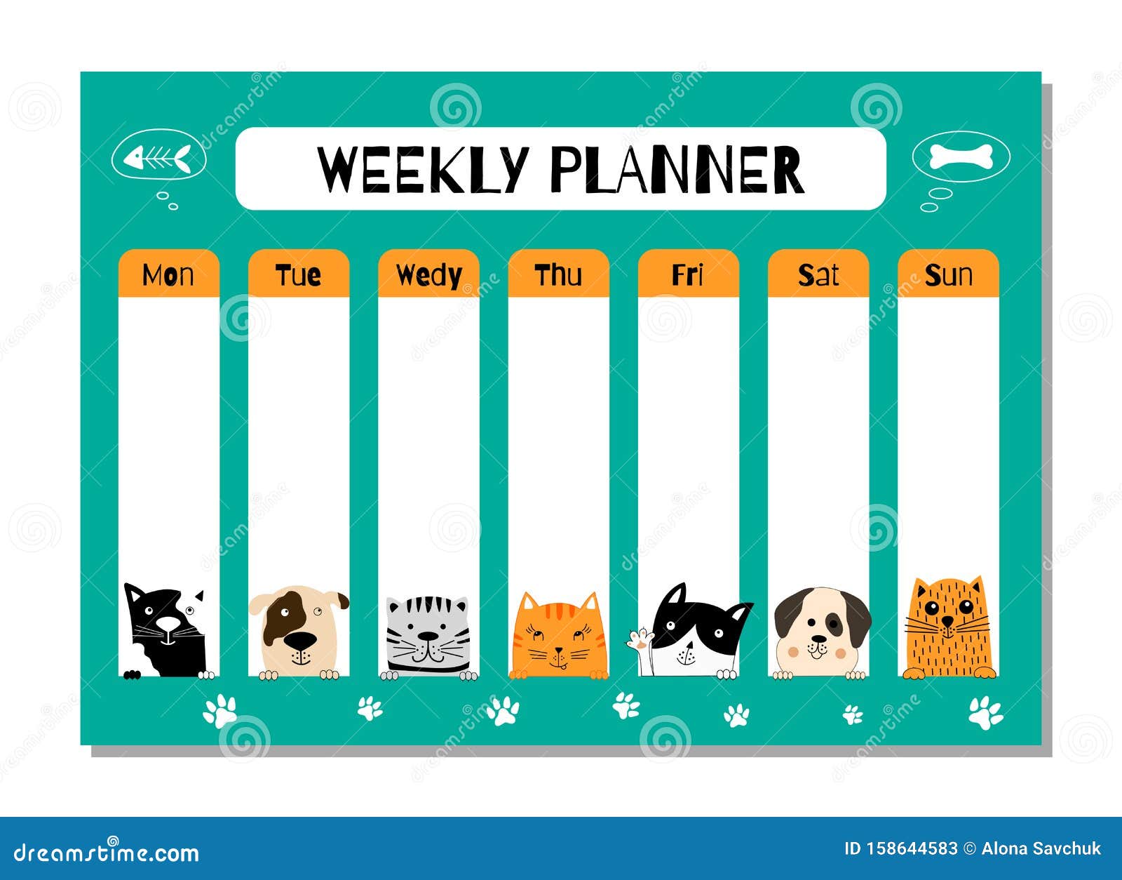 Vector Weekly Planner Template. Stock Vector - Illustration of calendar ...