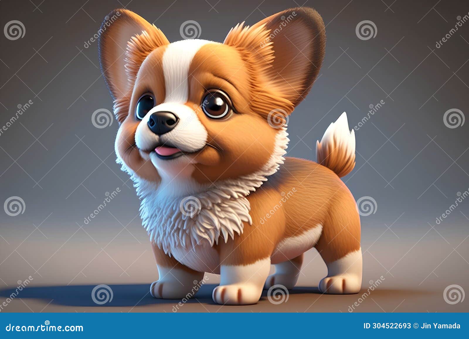 Cute Welsh Corgi Dog. 3D Rendered Illustration Stock Illustration ...