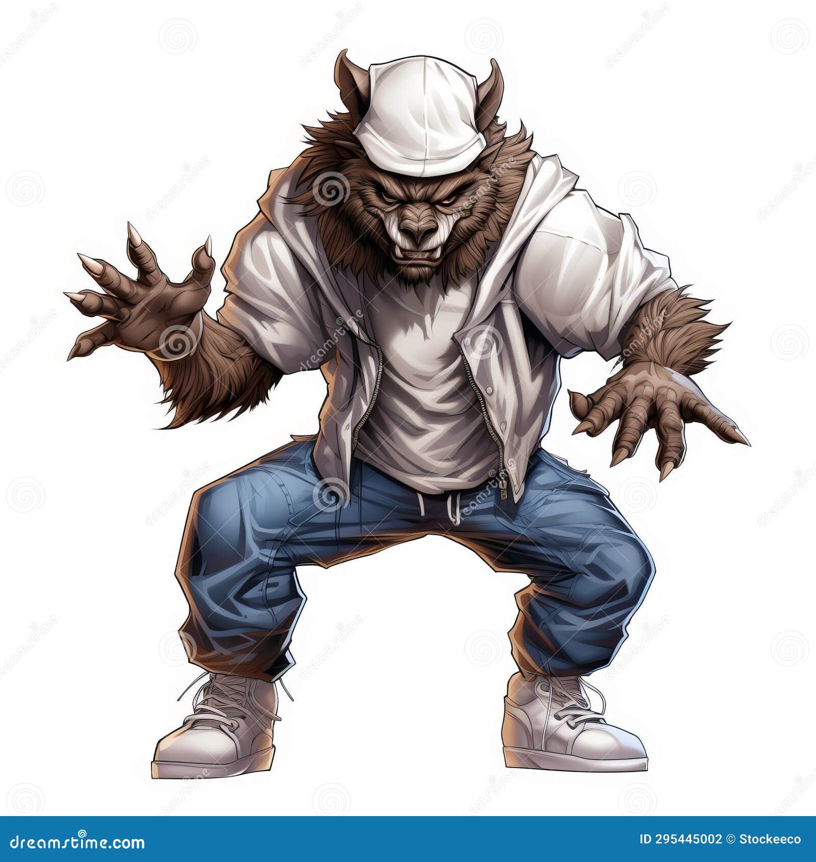 Cute Werewolf Hip Hop Harpy Vector Drawing Stock Illustration ...