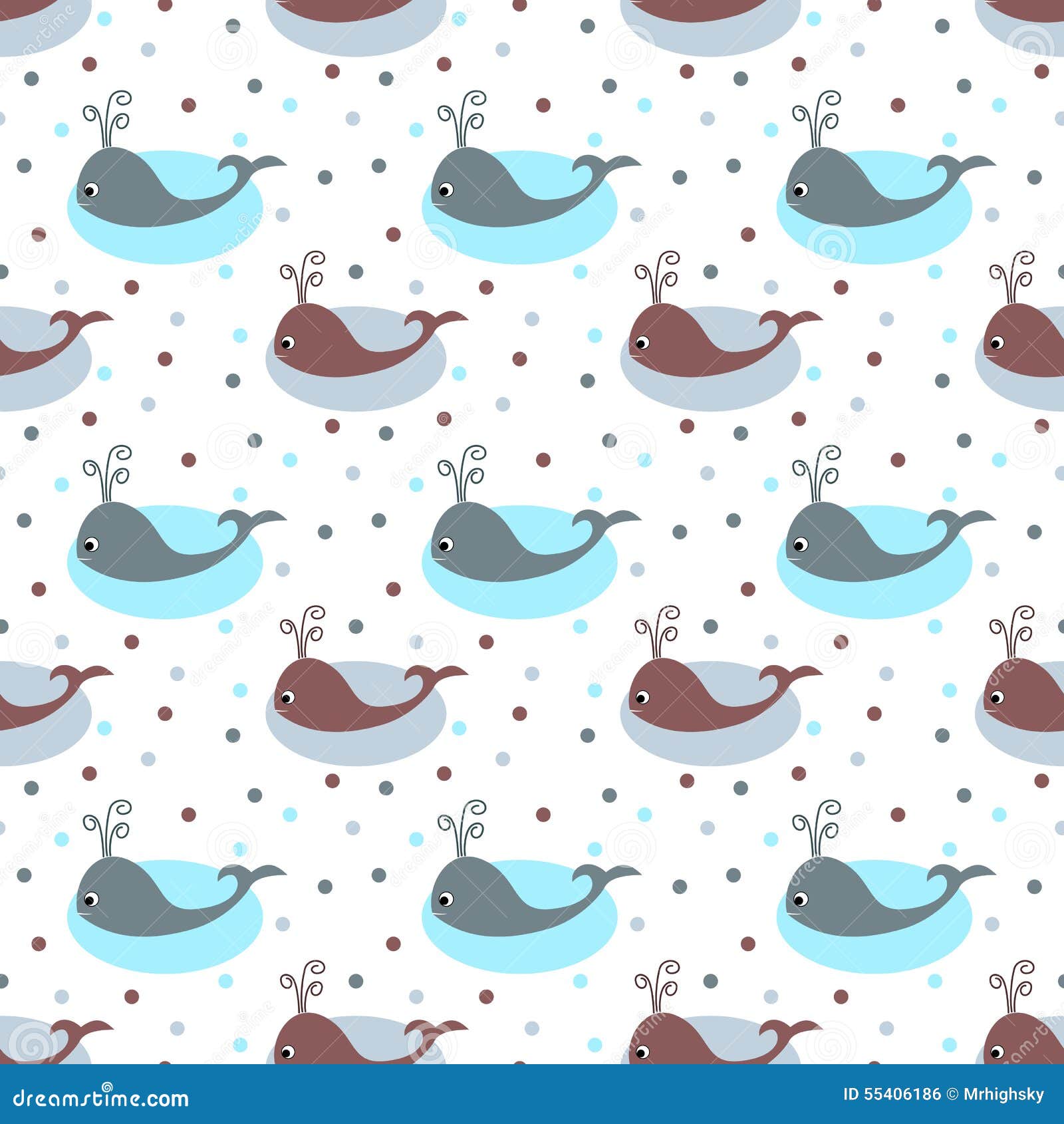 Cute Whales Seamless Pattern Stock Vector - Illustration of fabric ...