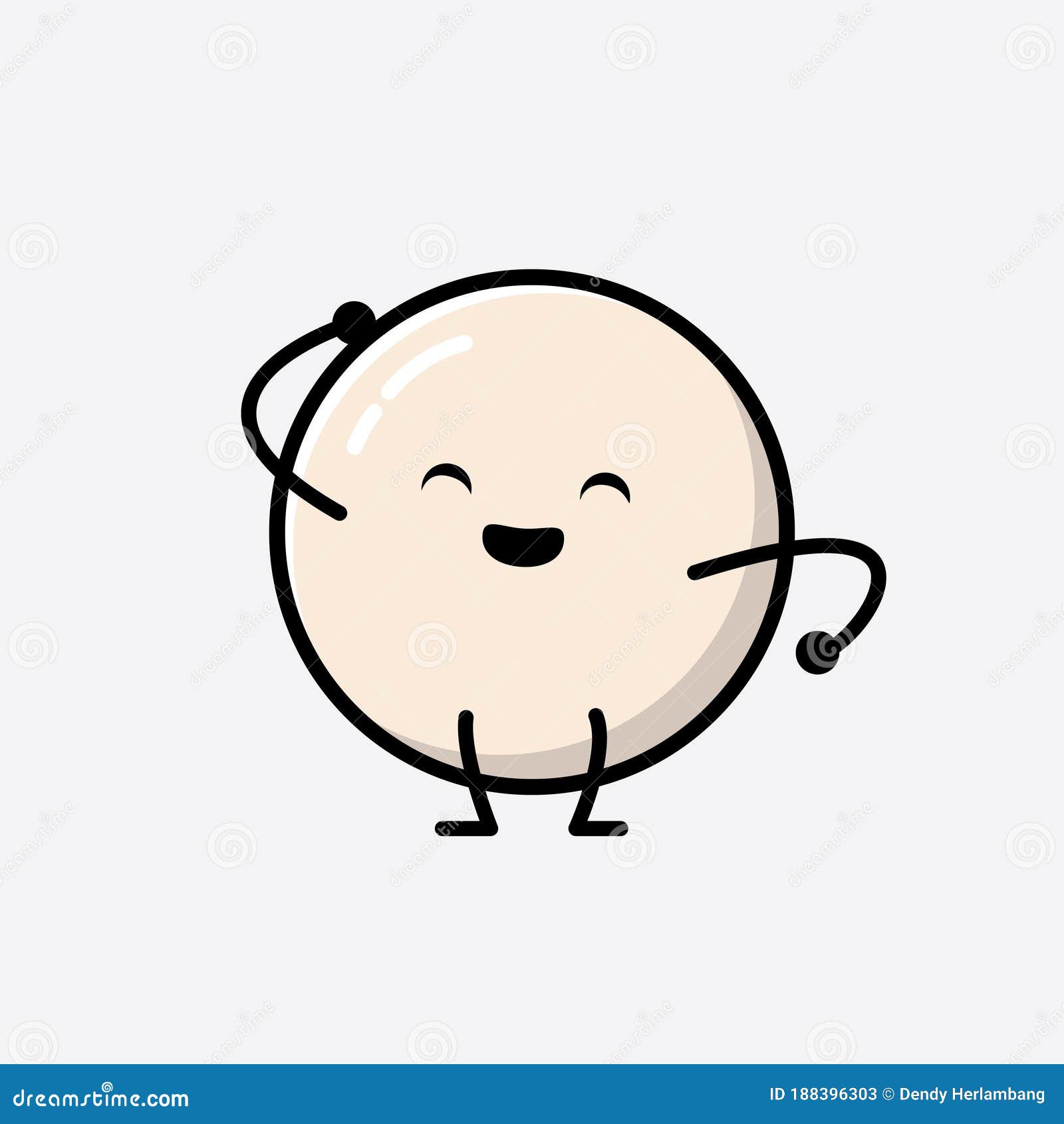 Cute White Ball Mascot Vector Character in Flat Design Style Stock ...