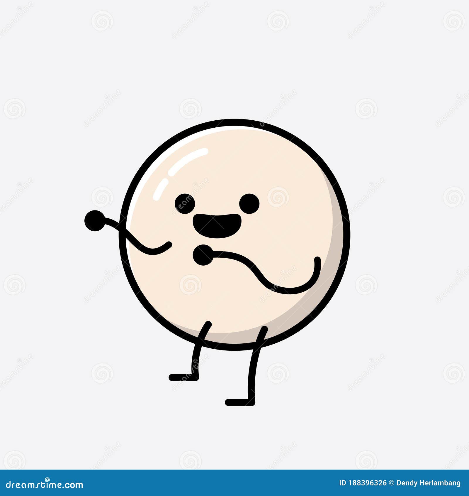 Cute White Ball Mascot Vector Character in Flat Design Style Stock ...