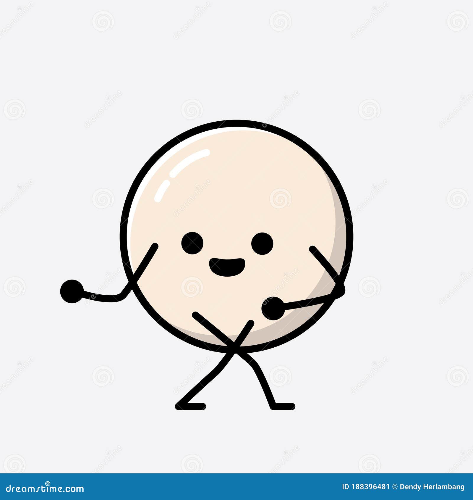 Cute White Ball Mascot Vector Character in Flat Design Style Stock ...