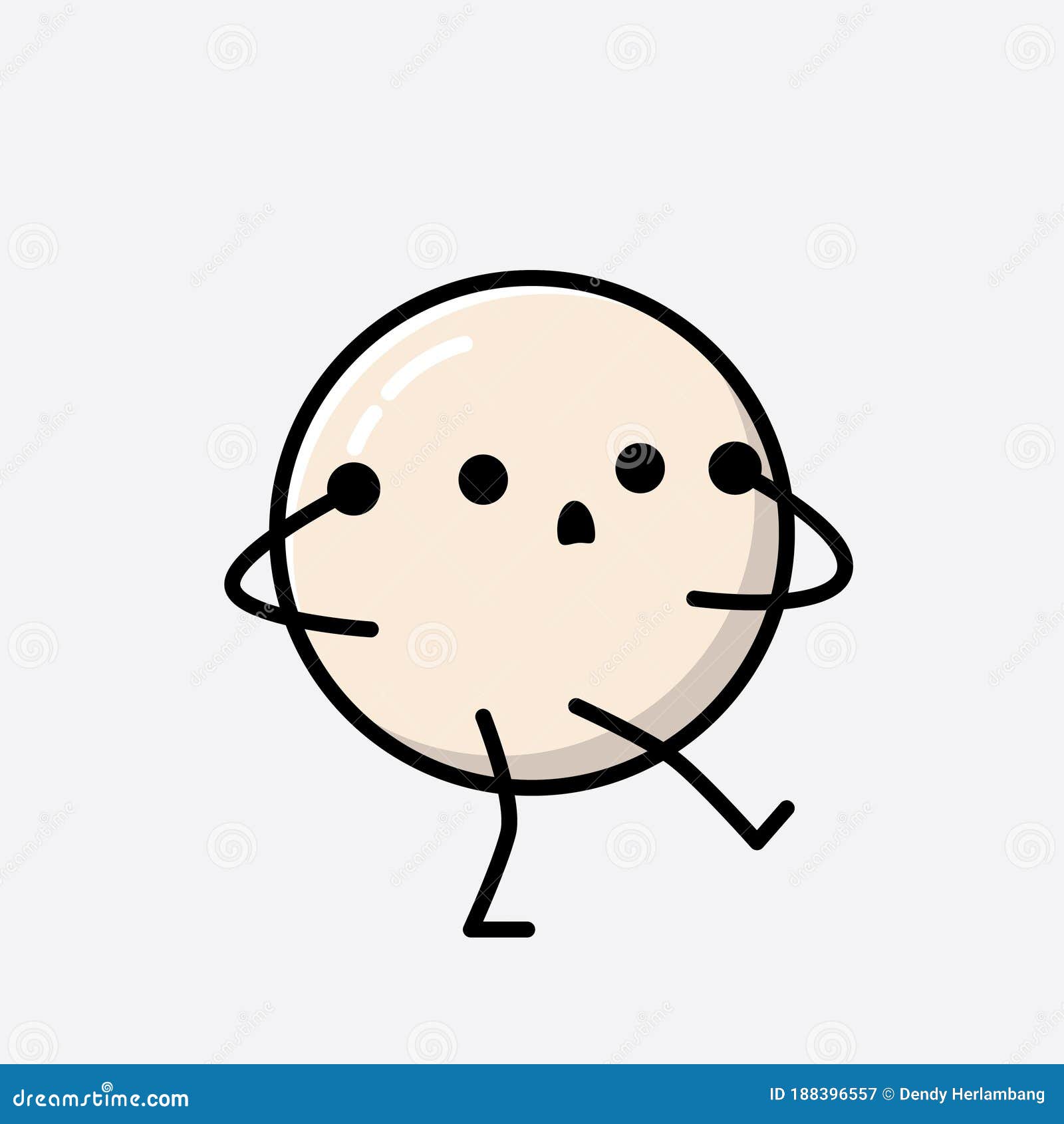 Cute White Ball Mascot Vector Character in Flat Design Style Stock ...