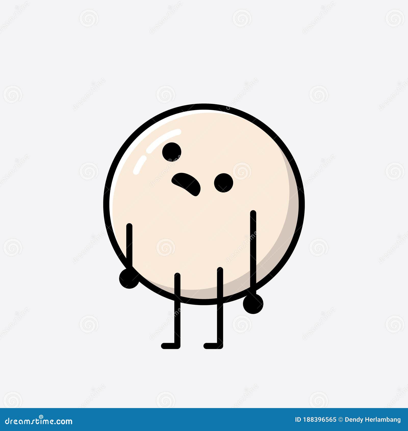 Cute White Ball Mascot Vector Character in Flat Design Style Stock ...