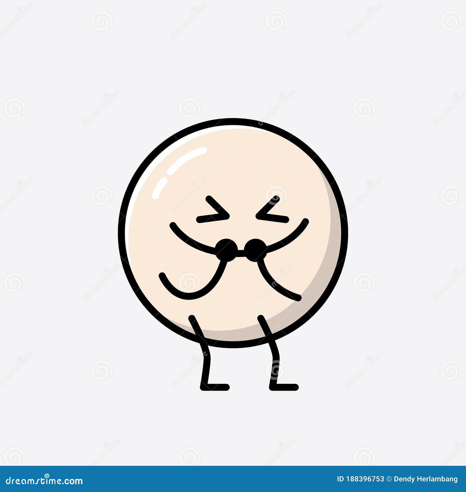 Cute White Ball Mascot Vector Character in Flat Design Style Stock ...