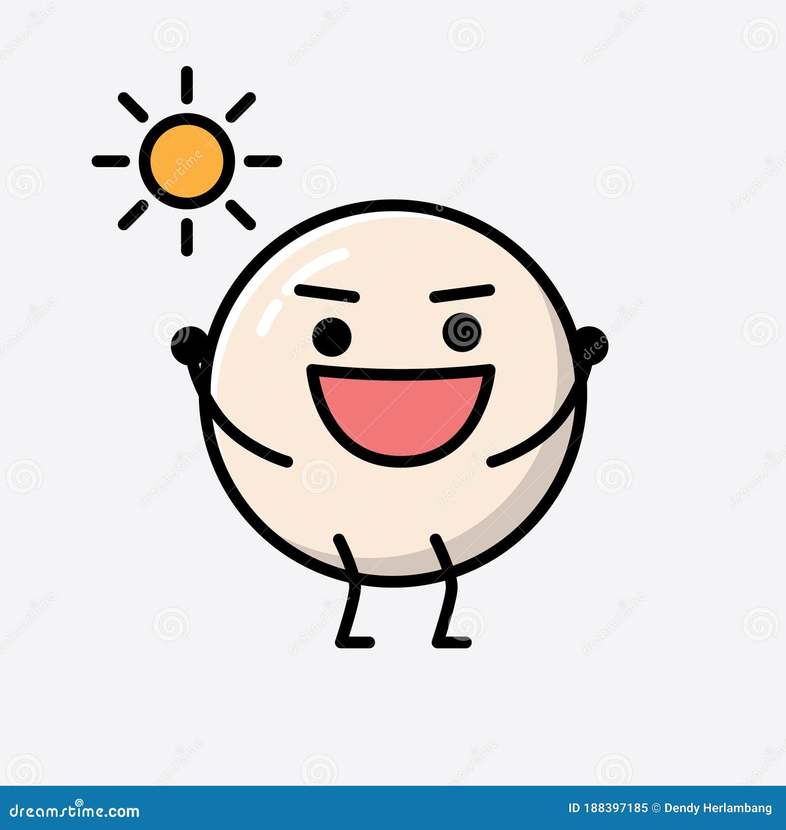 Cute White Ball Mascot Vector Character in Flat Design Style Stock ...