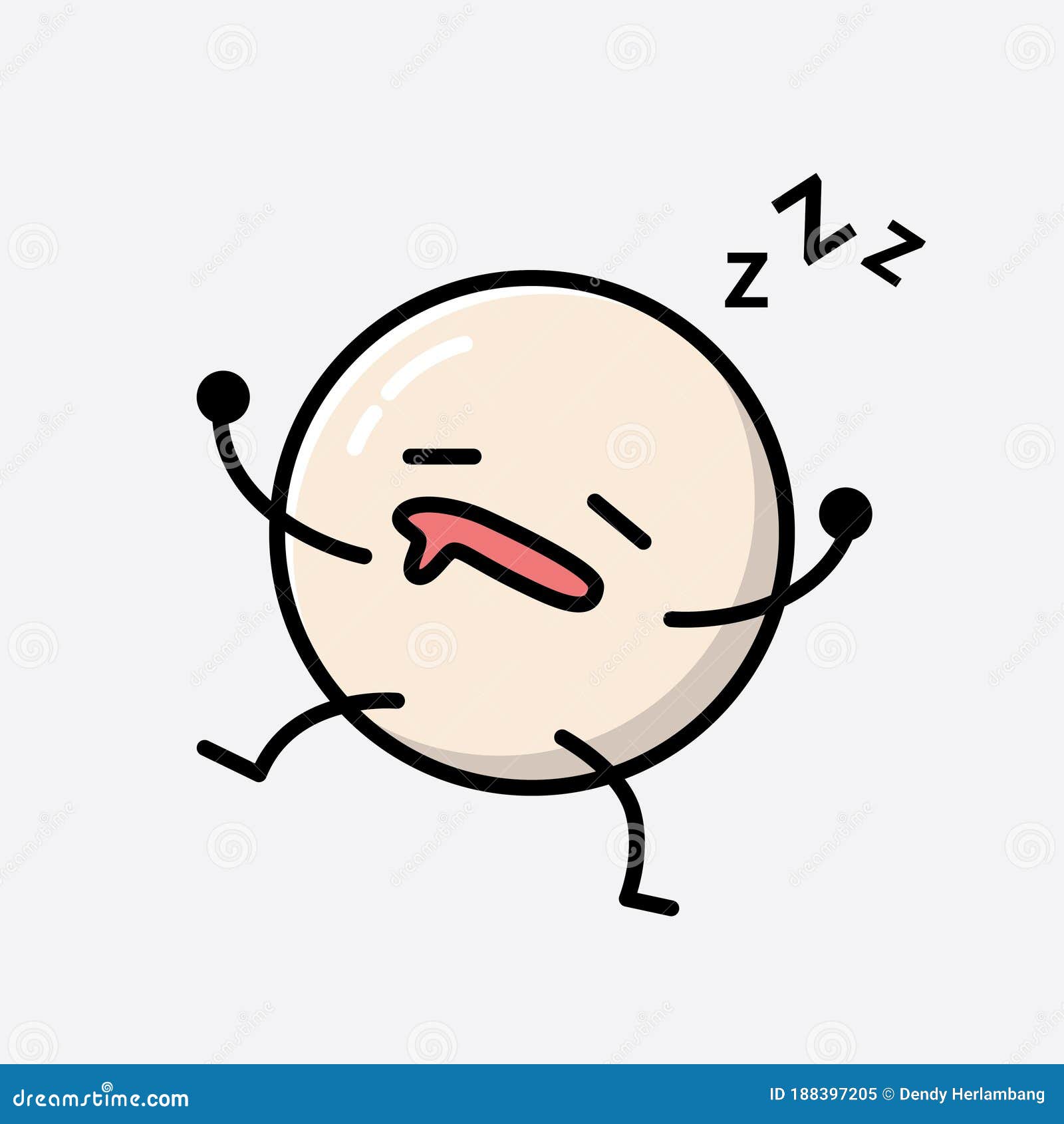 Cute White Ball Mascot Vector Character in Flat Design Style Stock ...