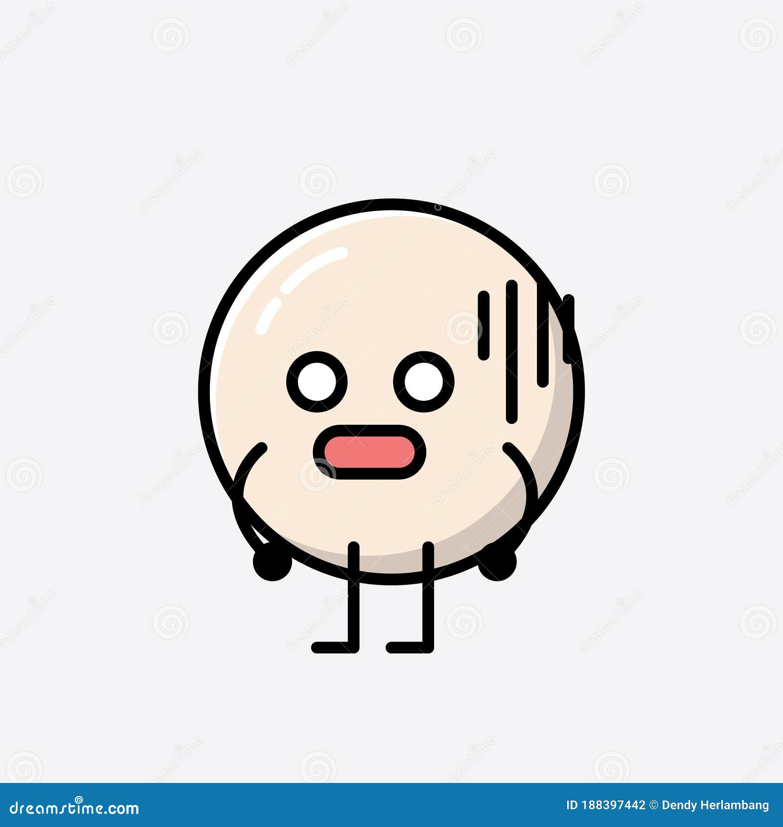 Cute White Ball Mascot Vector Character in Flat Design Style Stock ...