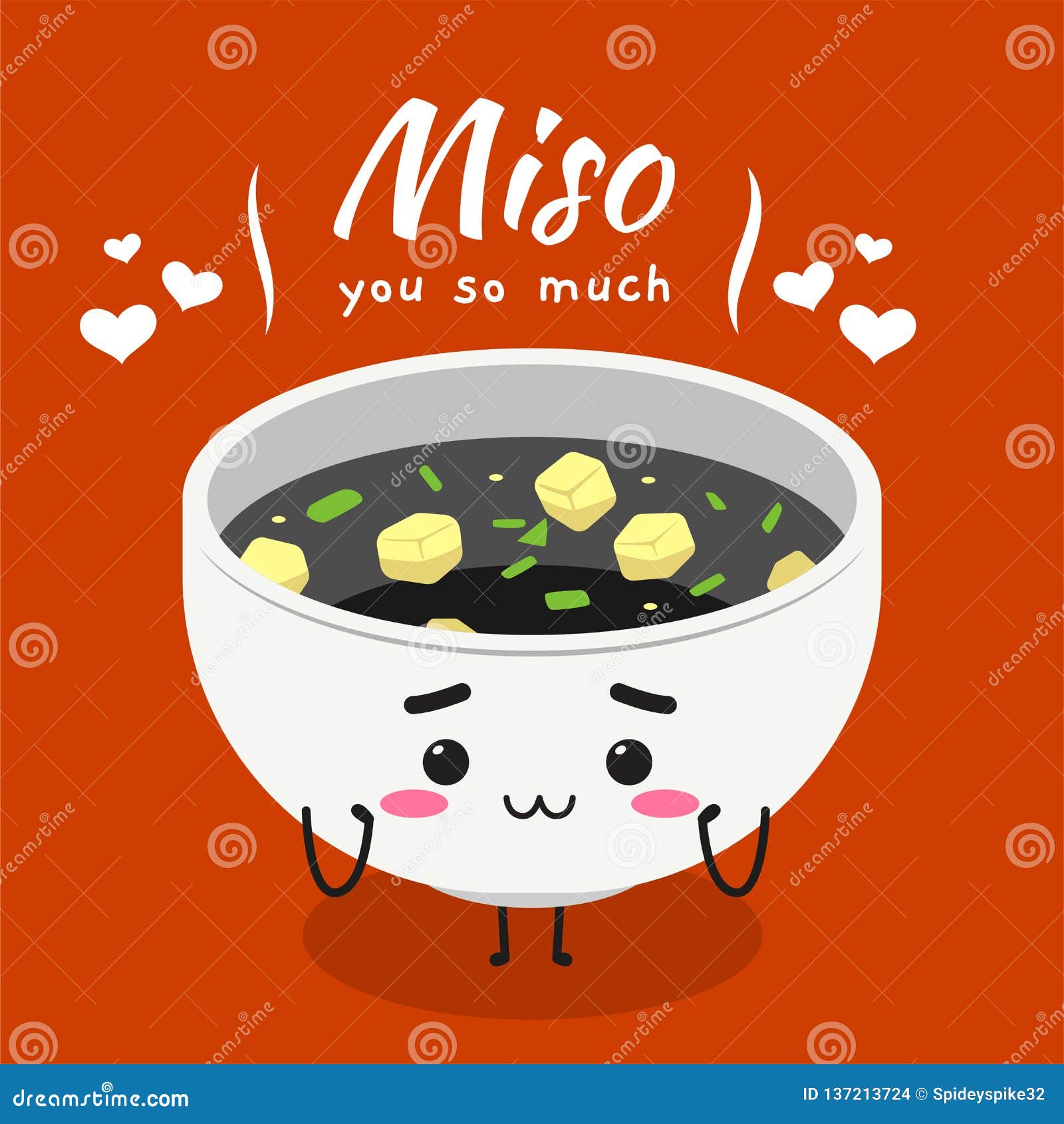 A Cute White Bowl of Miso Soup. Vector Illustration Stock Vector ...