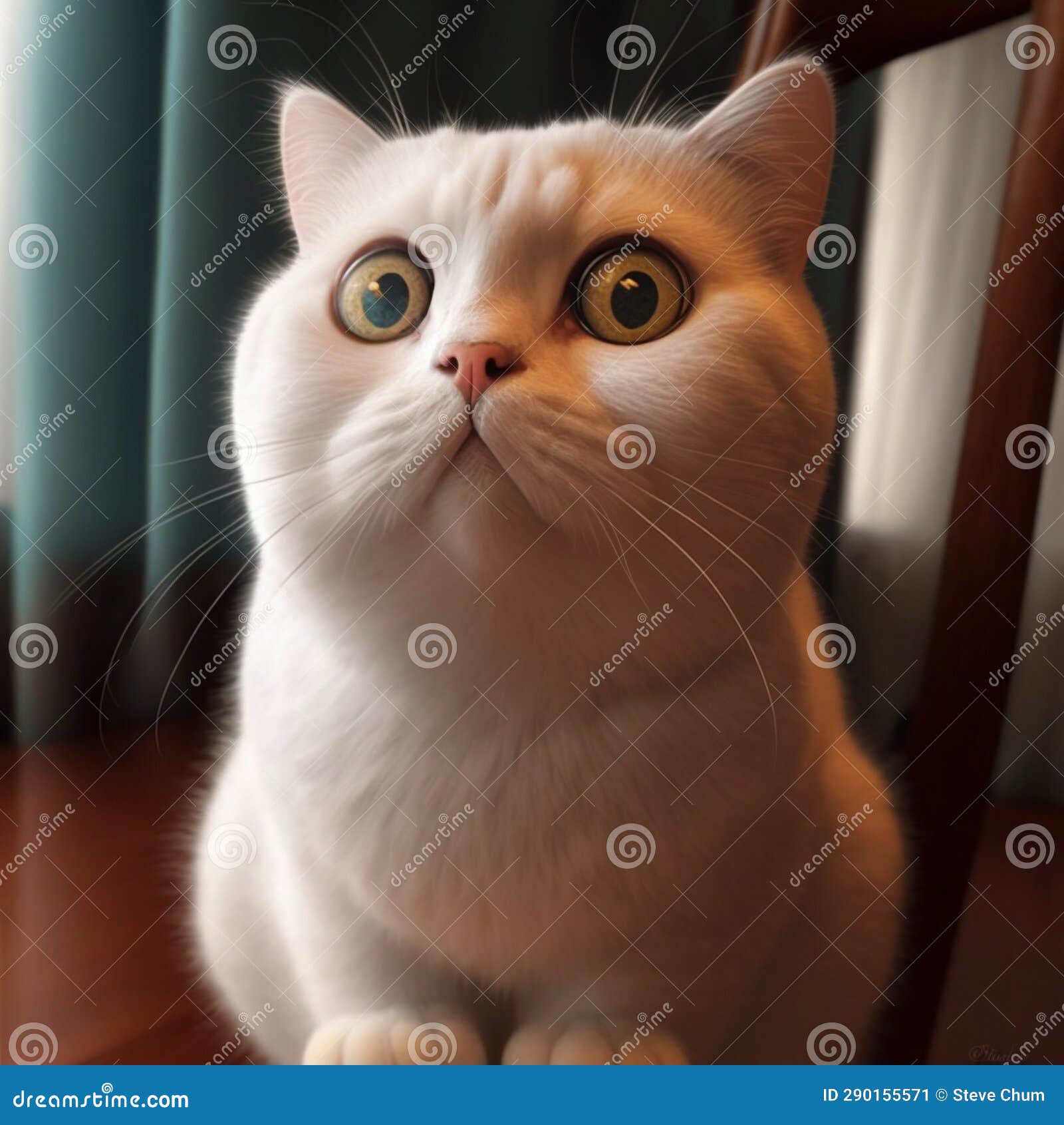 A Cute White British Shorthair Cat, AI Generated. Stock Illustration ...