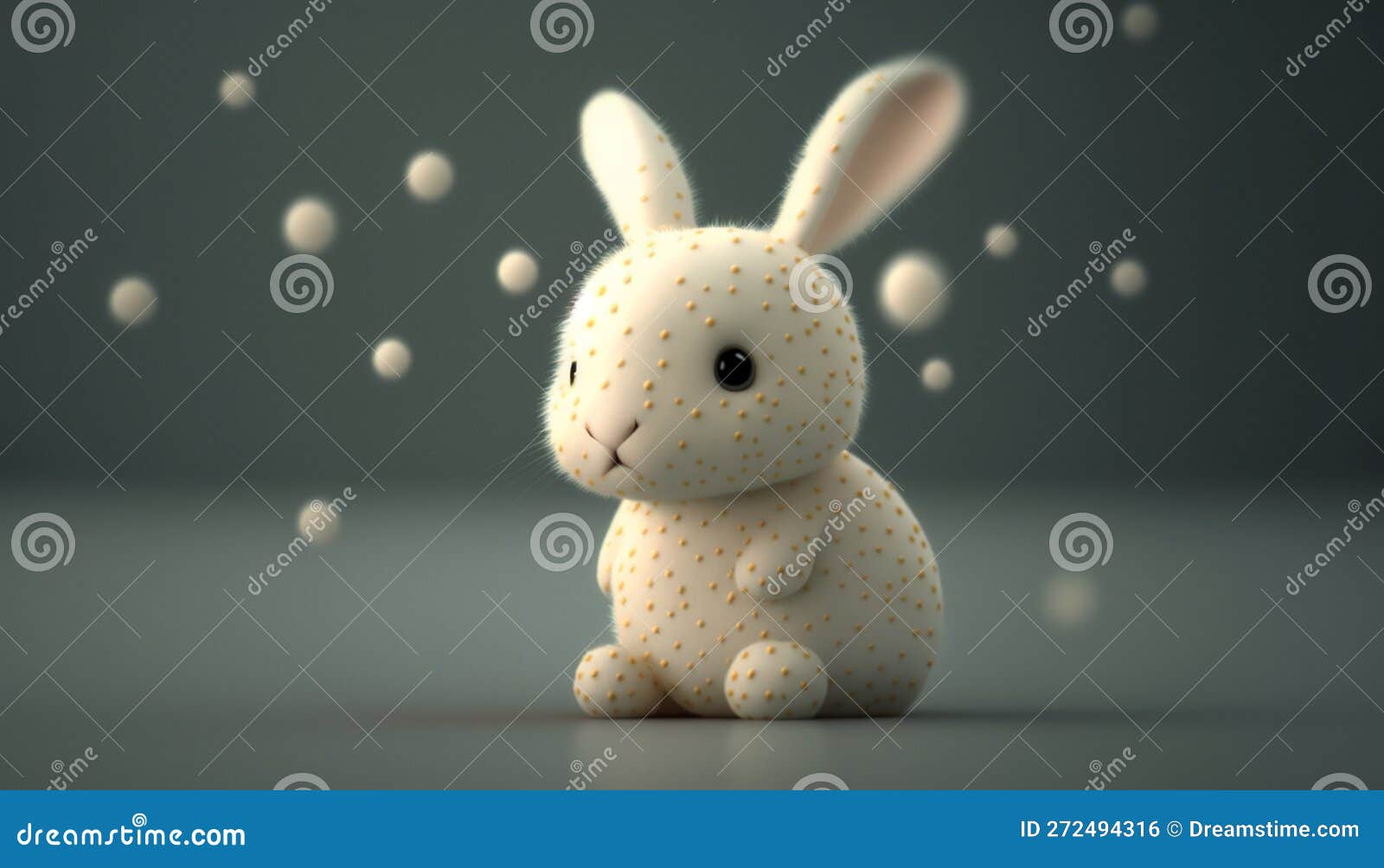 Cute White Bunny with Dots Ai, Generative Stock Illustration ...