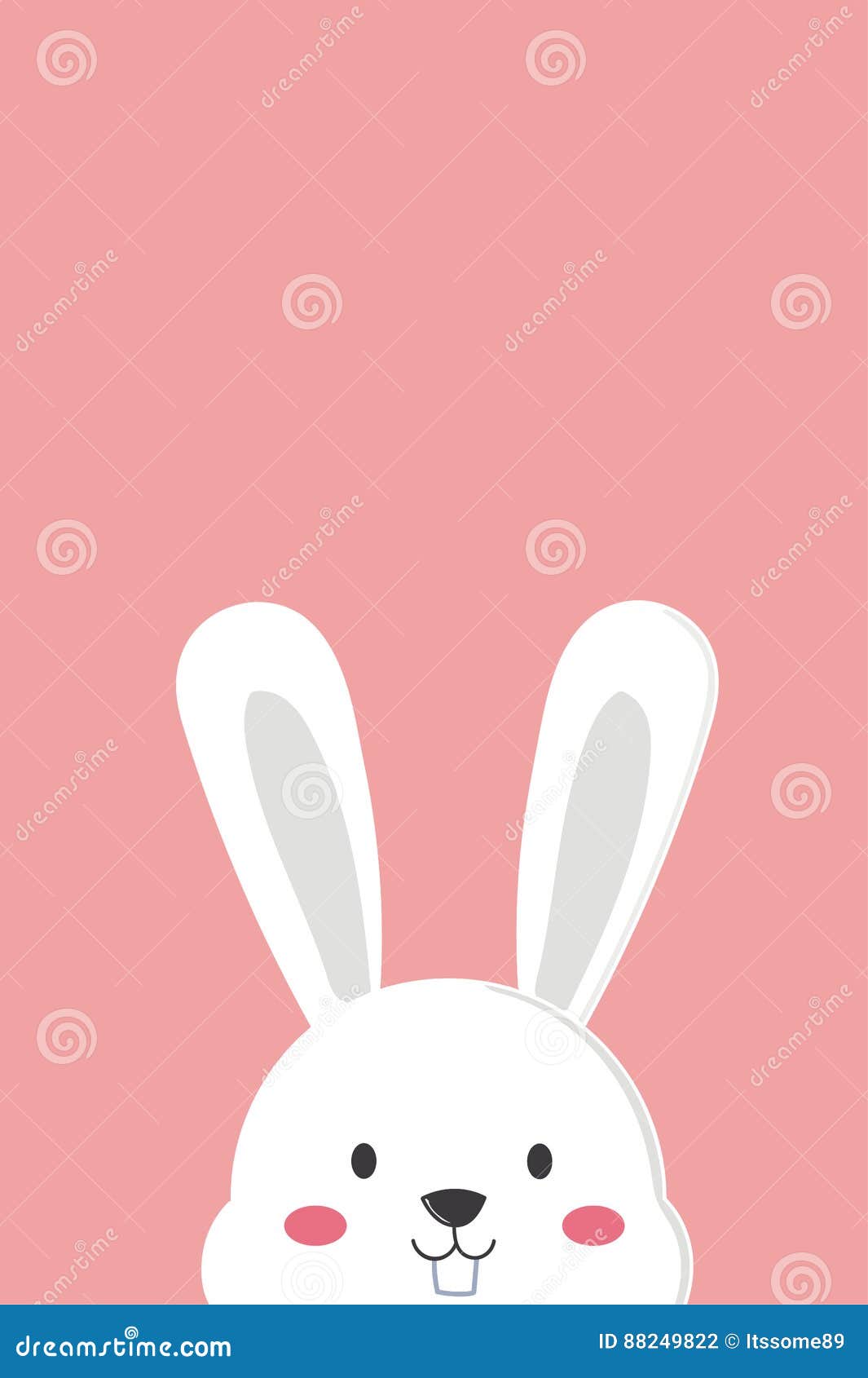 Cute White Bunny is Peeking at You Stock Illustration - Illustration of ...