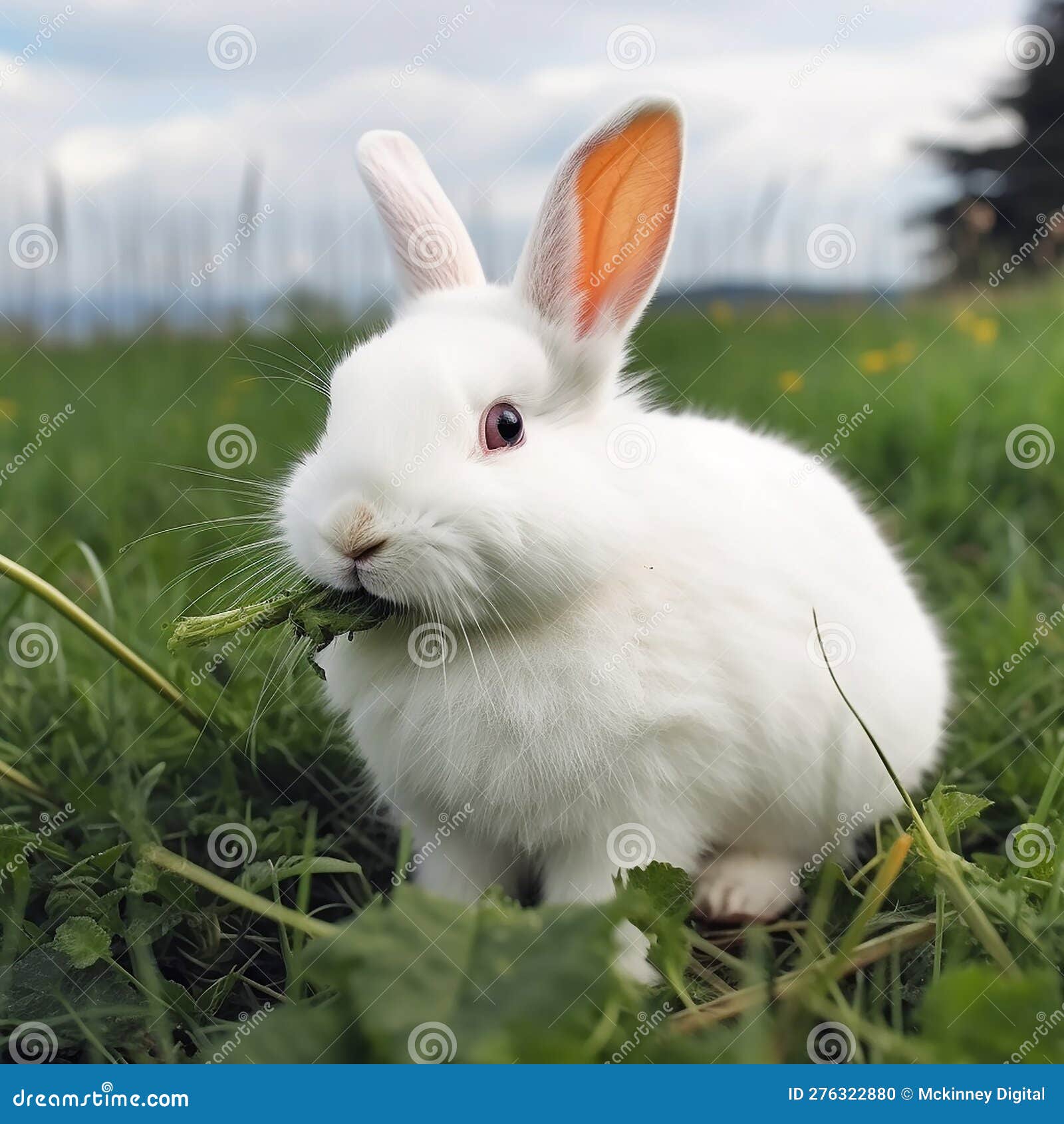 Cute White Bunny Rabbit Sitting in a Grassy Meadow. Created Using Ai ...