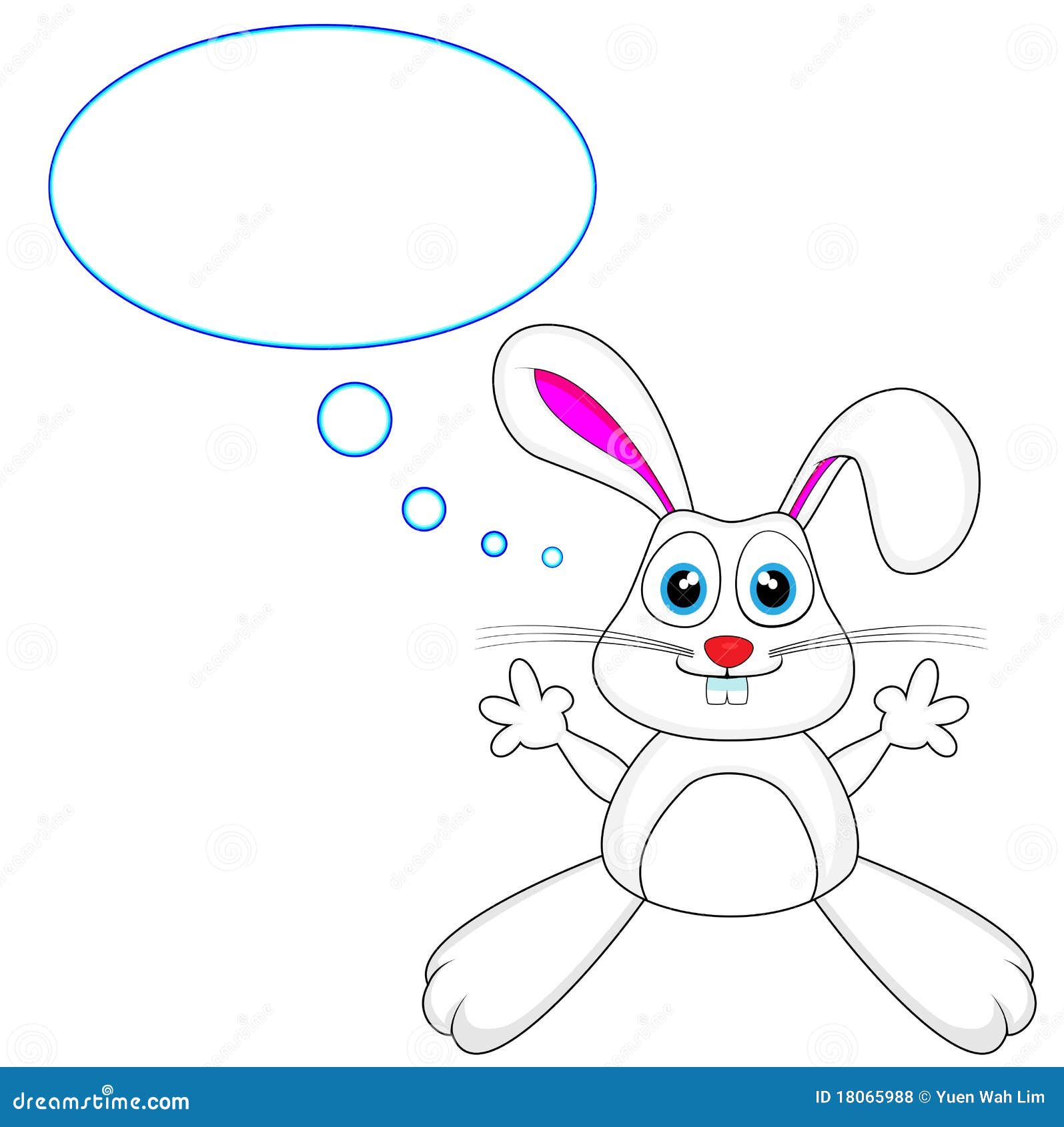 Cute White Bunny Rabbit with Thought Bubble Stock Illustration ...