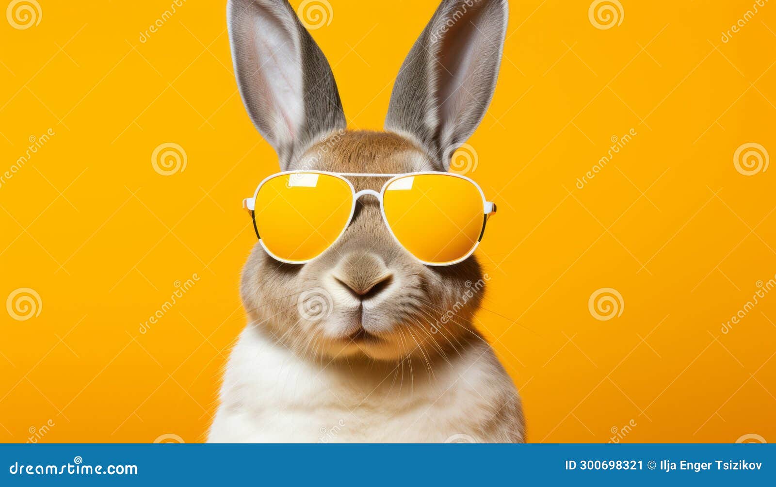 Cute White Bunny Wearing Sunglasses in Bright Solid Color Background ...