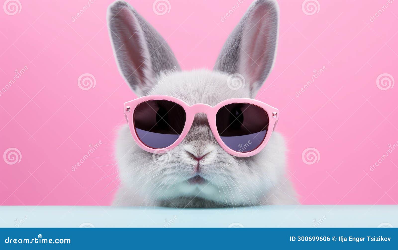 Cute White Bunny Wearing Sunglasses in Vibrant Solid Color Background ...