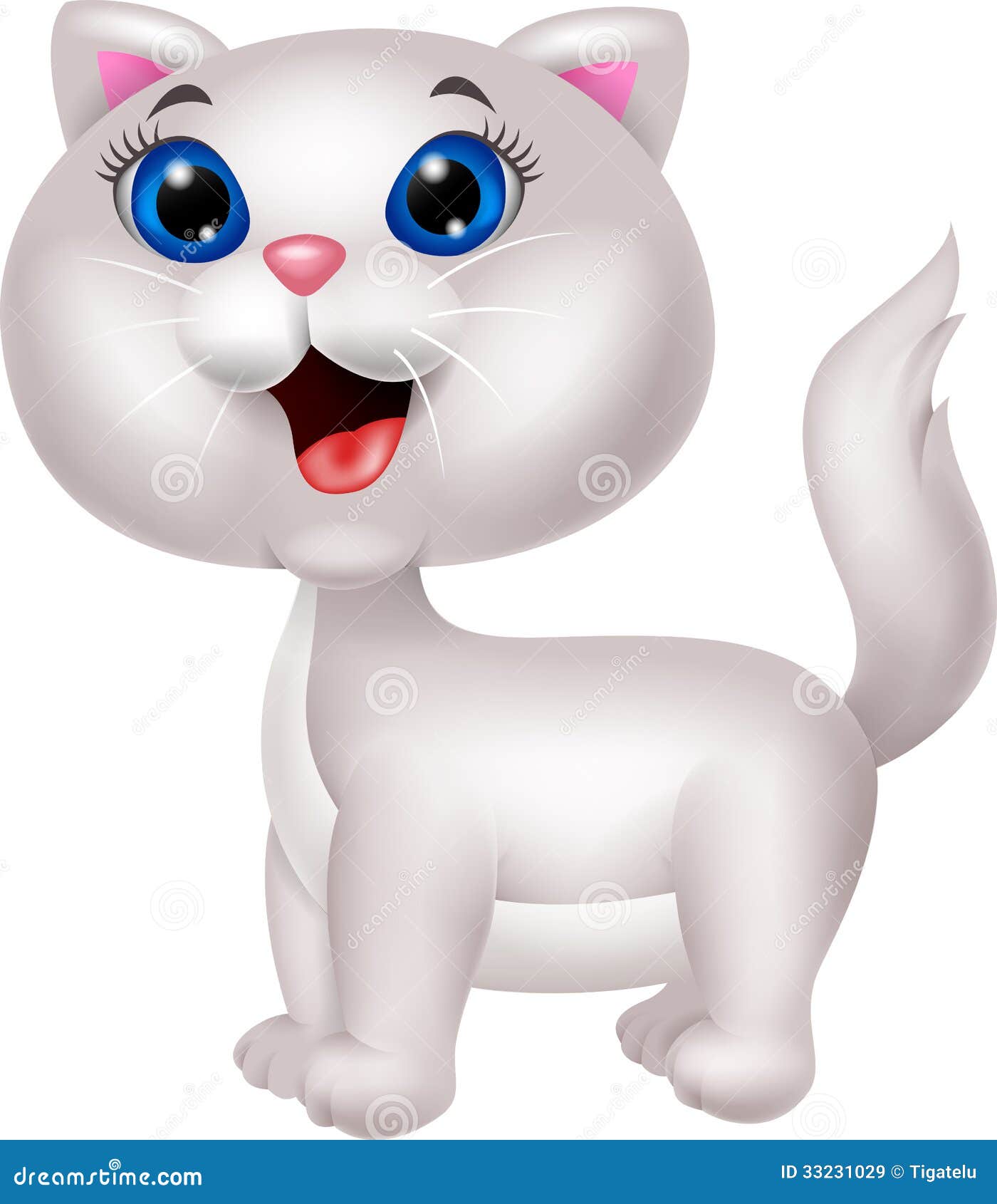 Cute white cat cartoon stock vector. Illustration of icon - 33231029