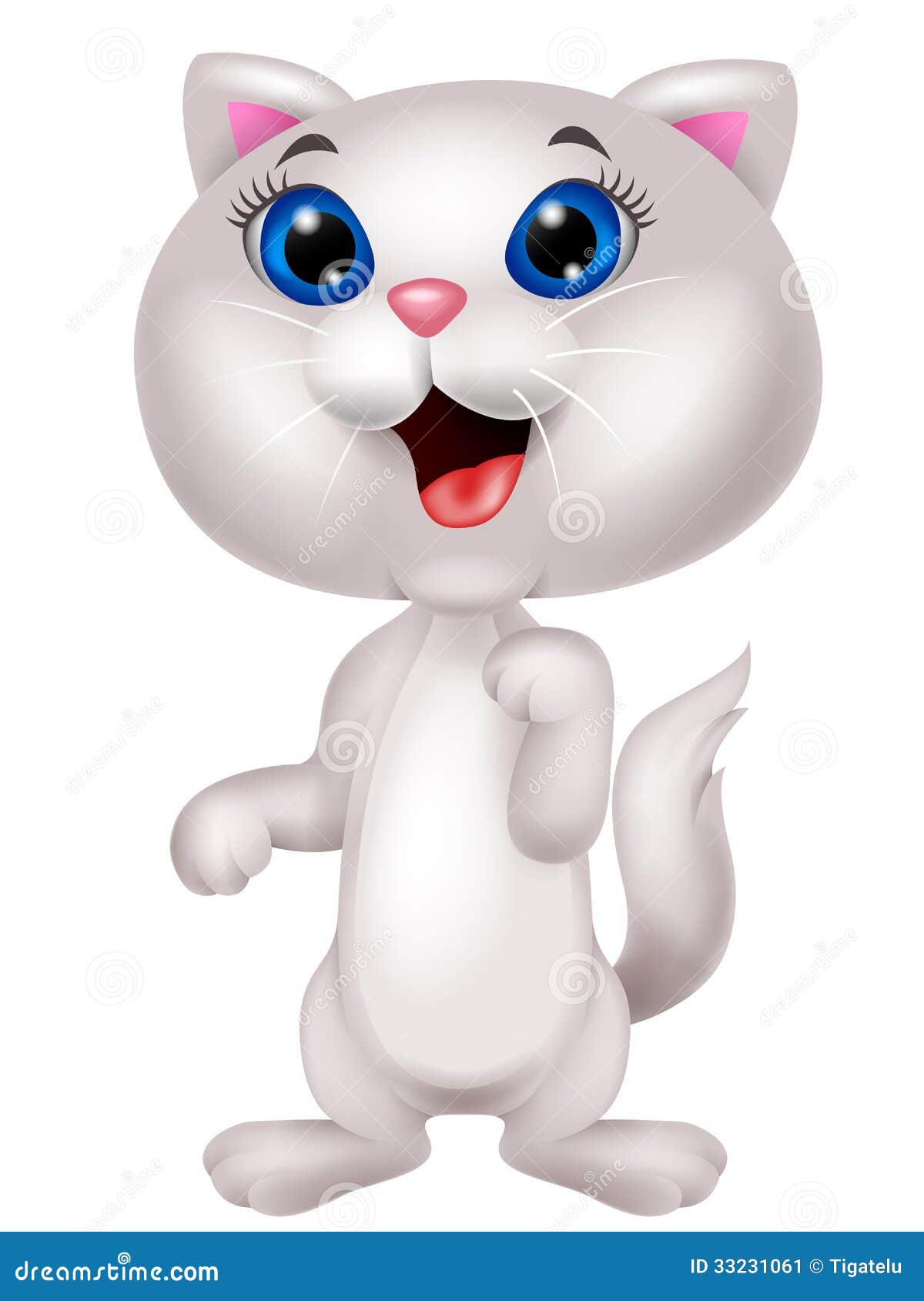 Cute white cat cartoon stock vector. Illustration of kitten - 33231061