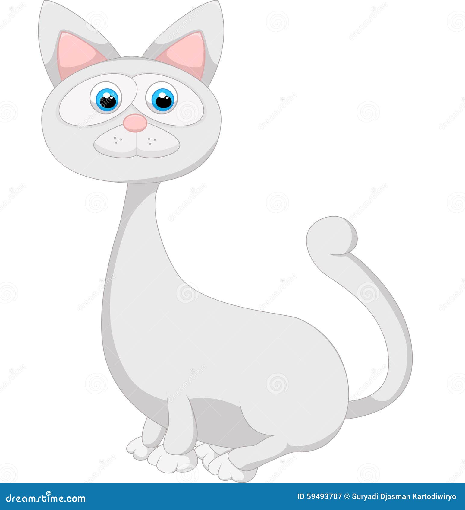Cute white cat cartoon stock vector. Illustration of funny - 59493707
