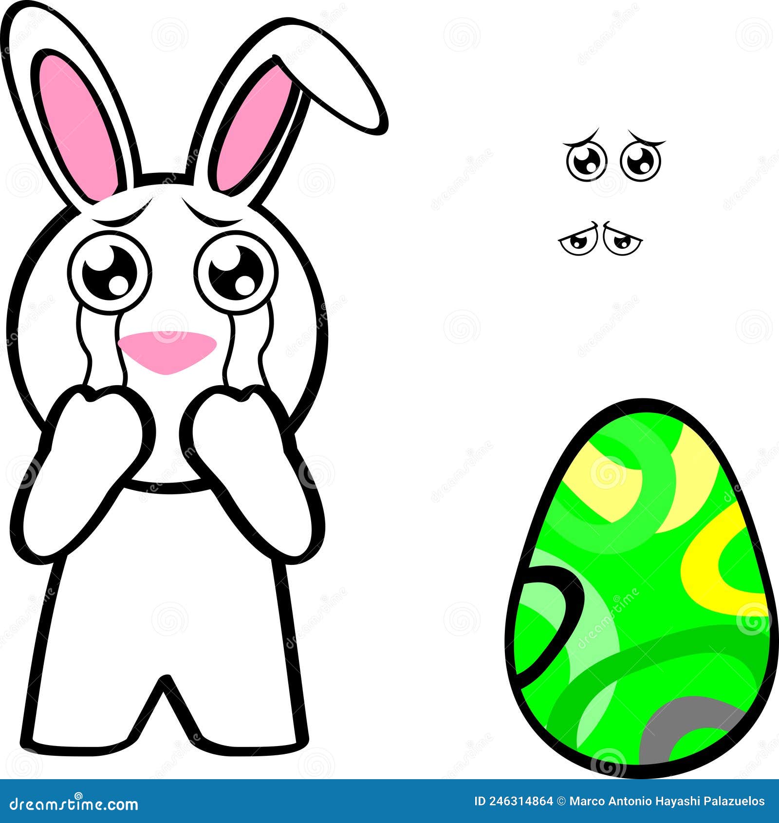 Crying White Easter Bunny Cartoon Set Pack Stock Vector - Illustration ...