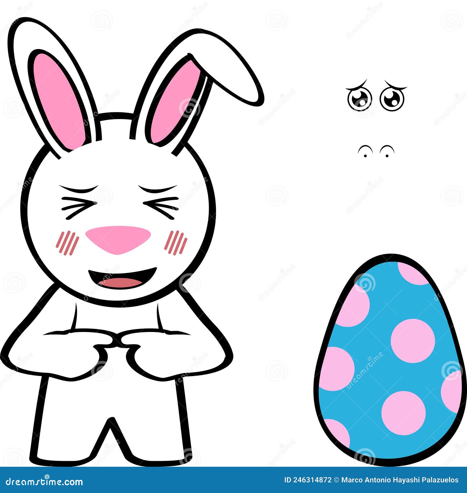 Cute Ashamed White Easter Bunny Cartoon Set Pack Stock Vector ...