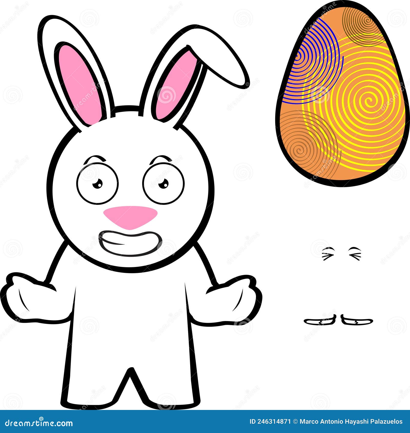 Cute Happy White Easter Bunny Cartoon Set Pack Stock Vector ...