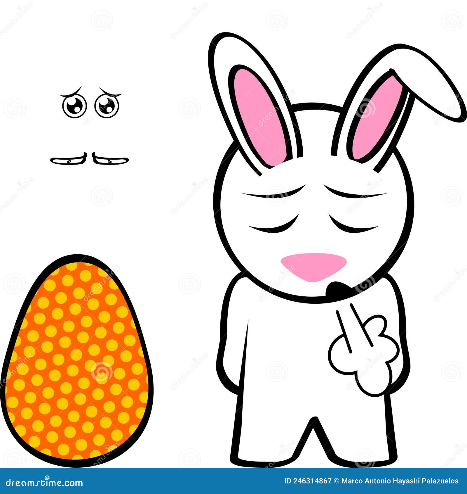 Funny White Easter Bunny Cartoon Set Pack Stock Vector - Illustration ...