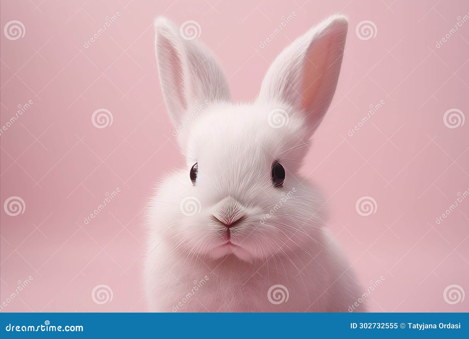Cute White Easter Bunny Sitting in Front of a Pink Background, Easter ...