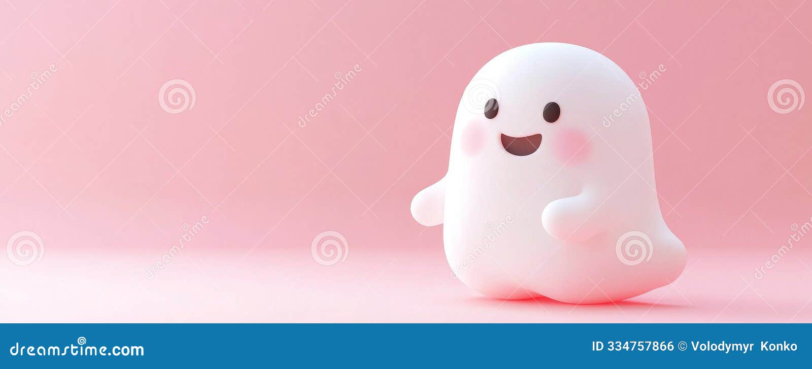 Cute White Ghost on Pink Background, Minimalism and Playfulness Concept ...