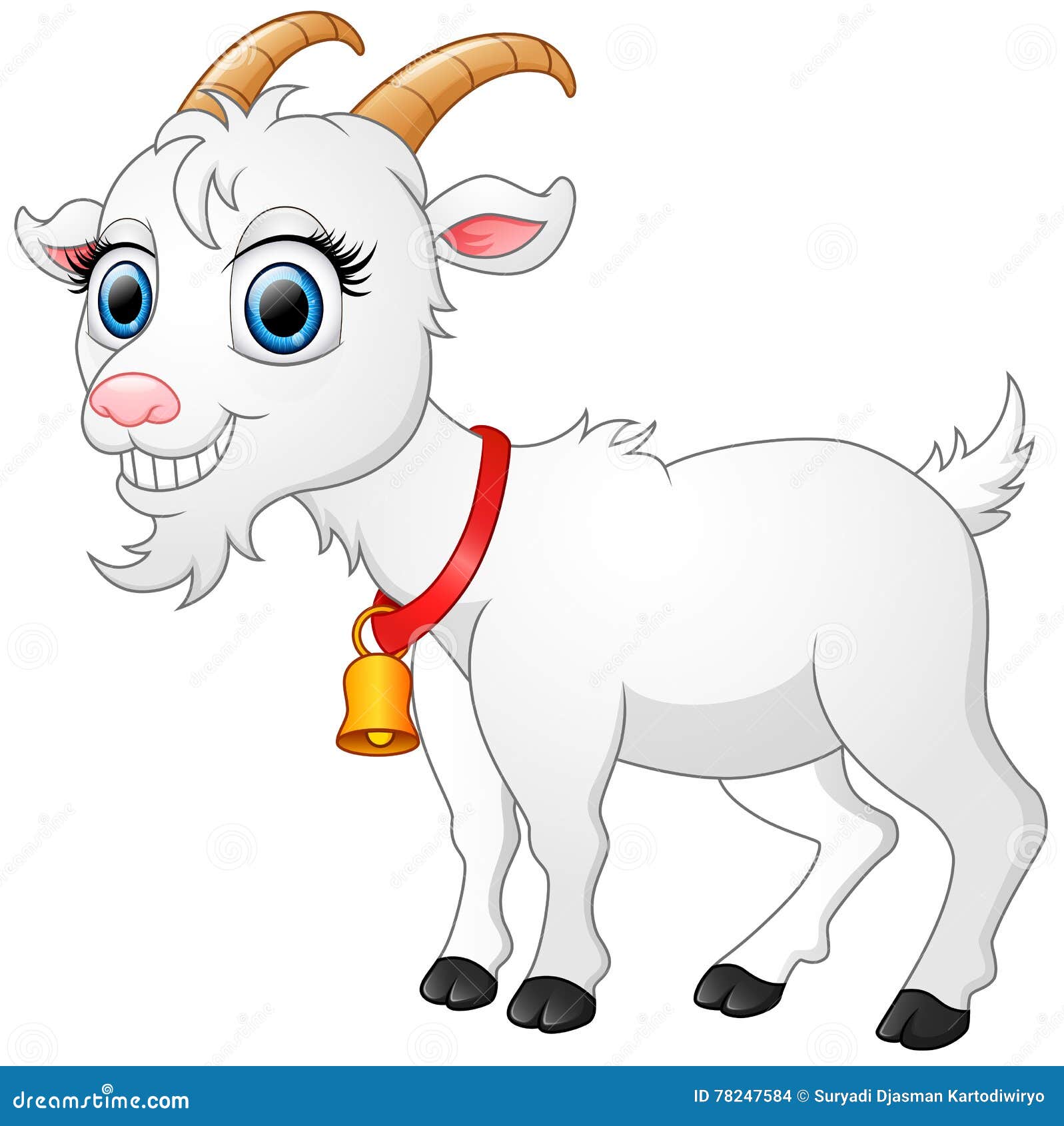 White Goat With Brown Patches, Drooping Ears, Focused Gaze, In Mid ...
