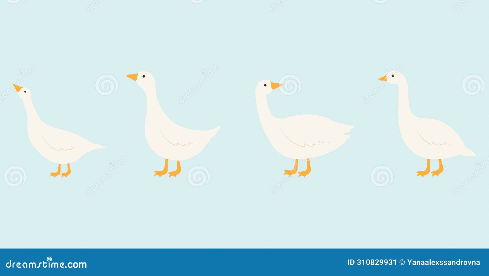 Cute White Goose Icons Set. Vector Illustration Stock Vector ...
