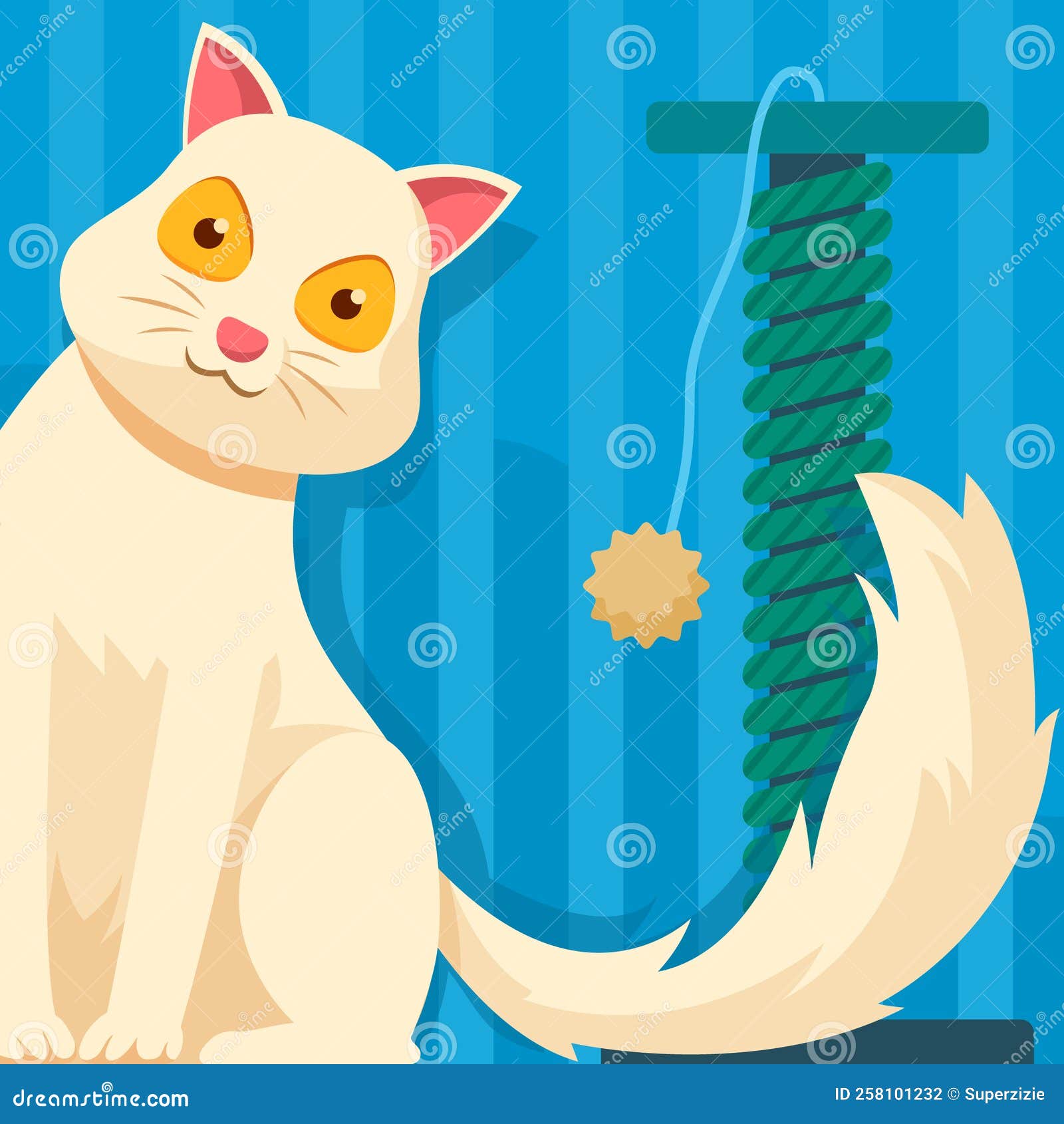 Cute White Kitty stock vector. Illustration of pets - 258101232