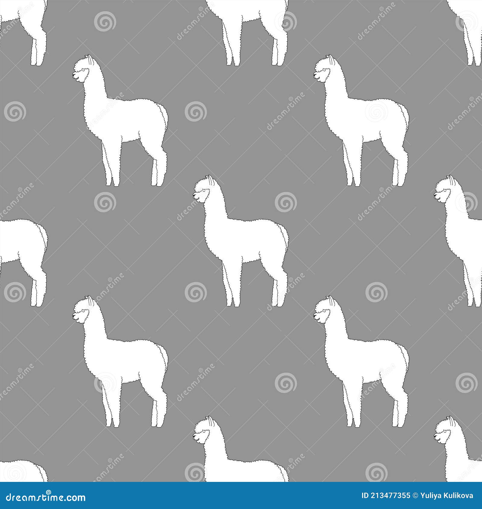 Cute White Lama Seamless Pattern. Stock Vector - Illustration of ...