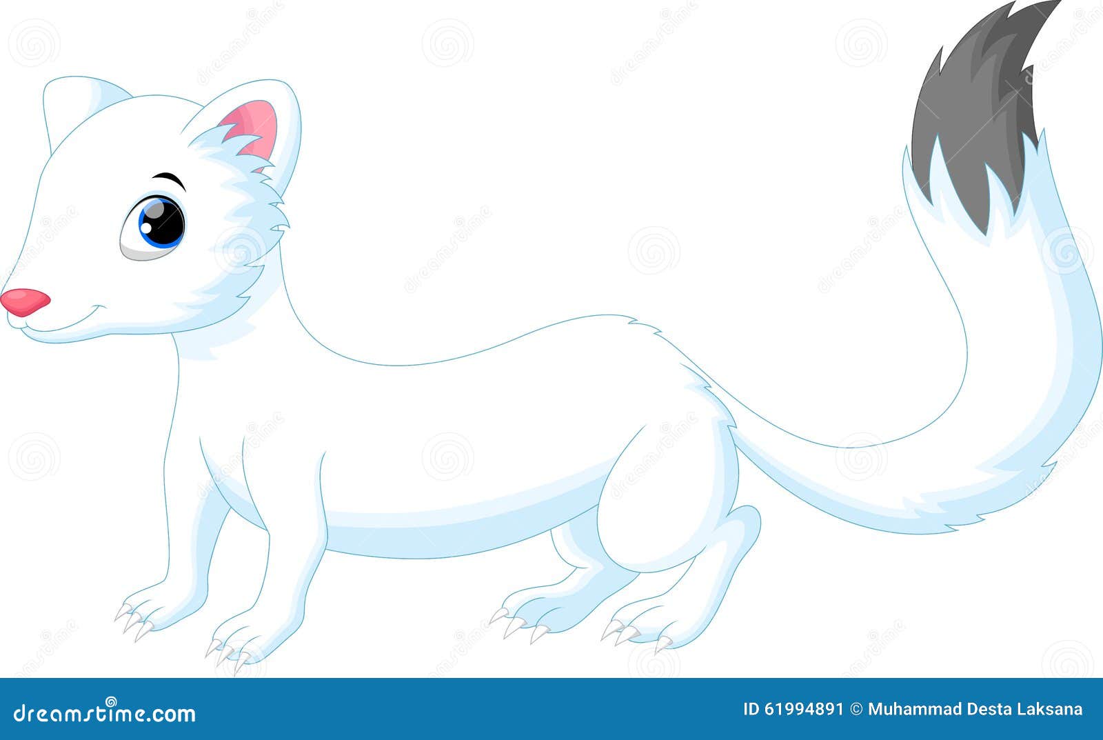 Cute white Least Weasel stock illustration. Illustration of mammal ...