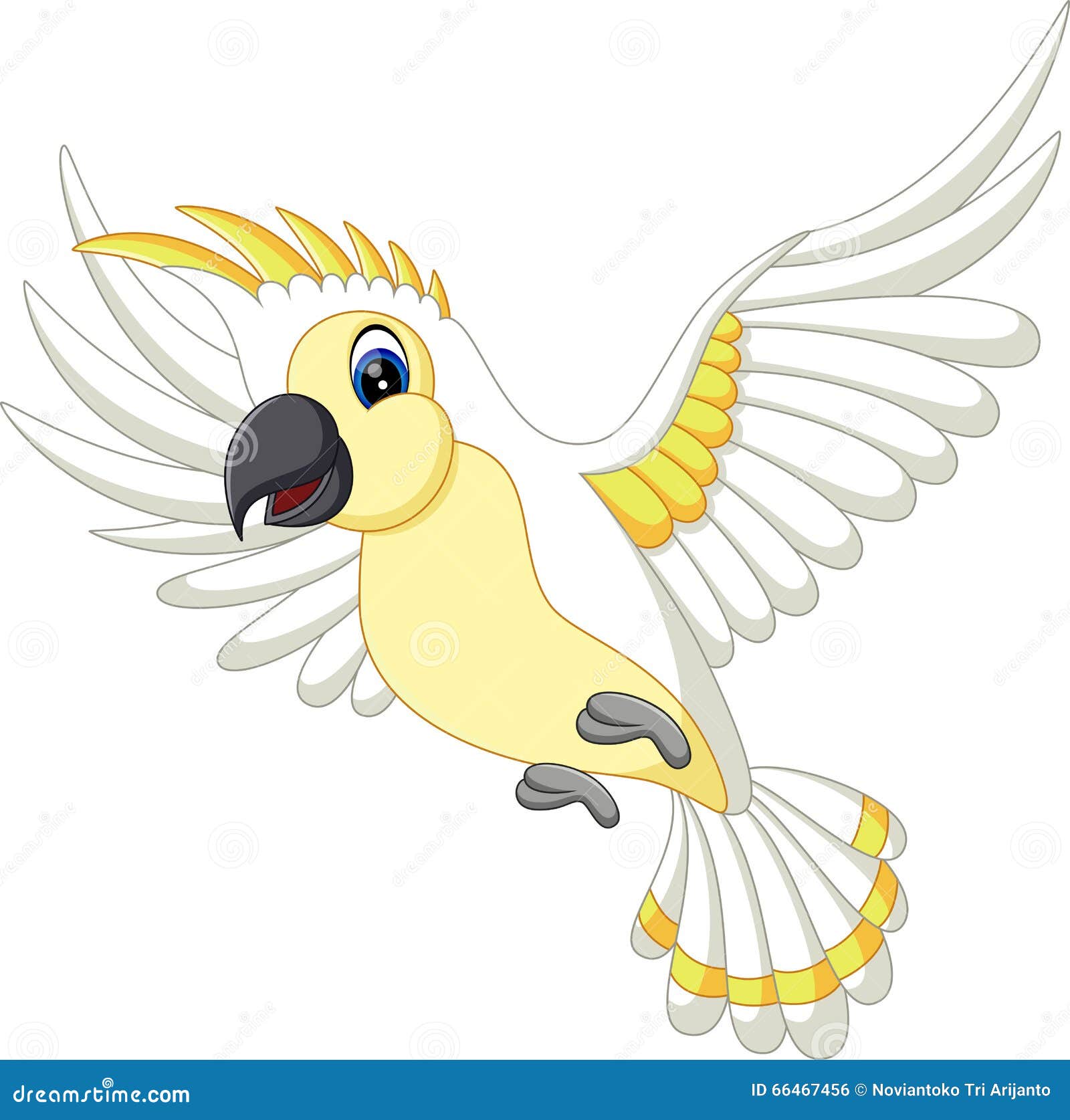 Cute white parrot flying stock vector. Illustration of character - 66467456