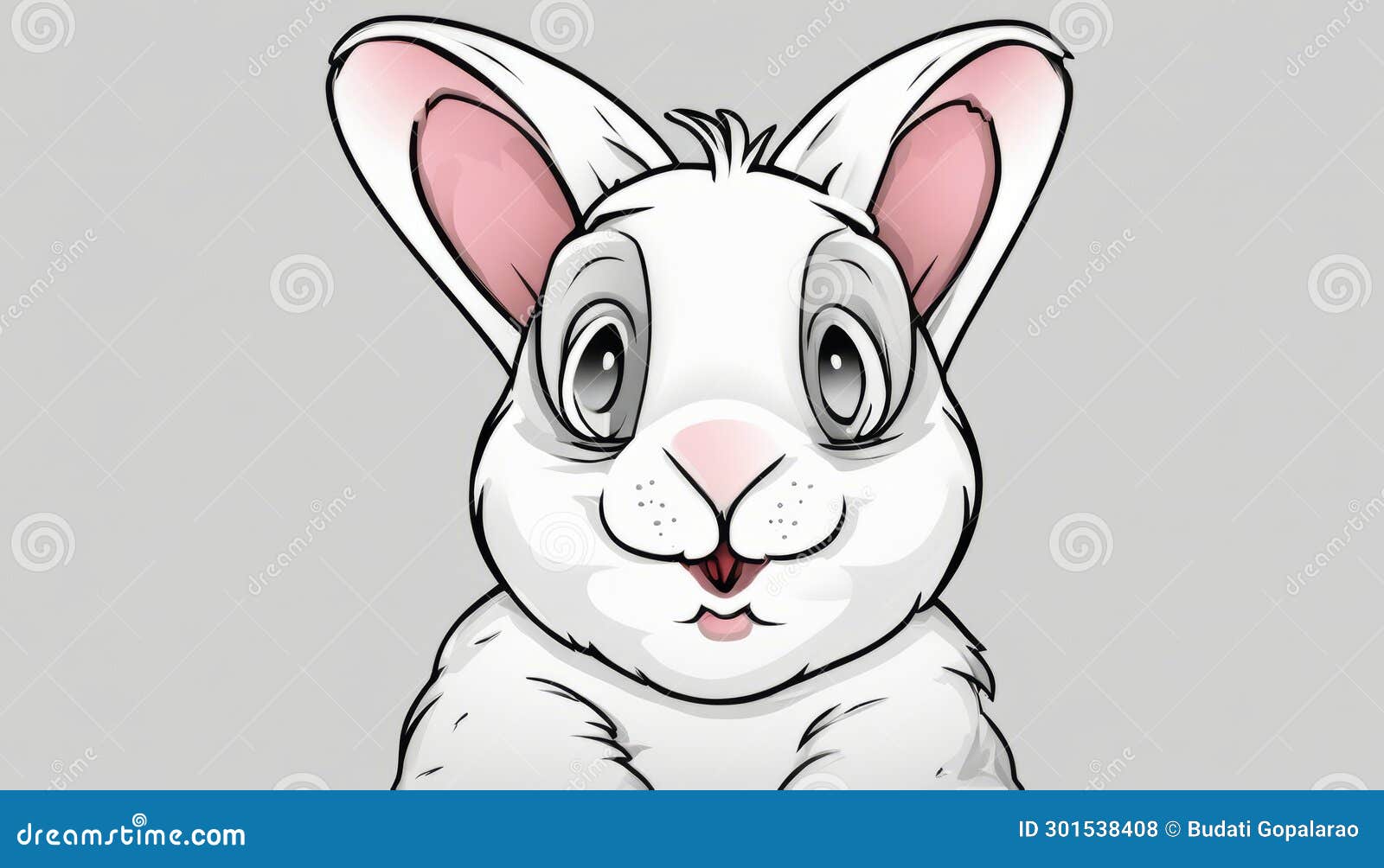 A Cute White and Pink Bunny with Big Eyes Stock Illustration ...
