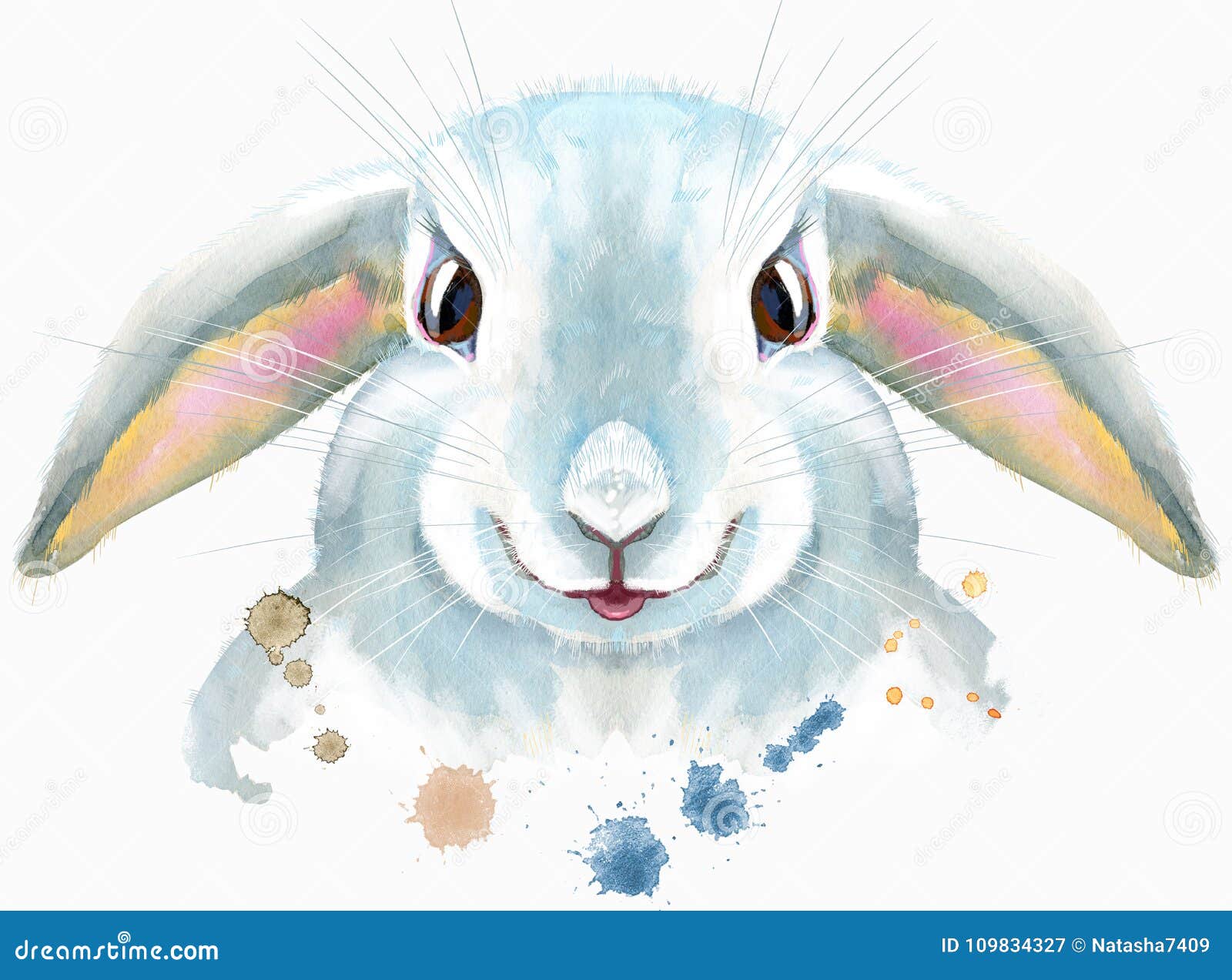 Watercolor Illustration of a White Rabbit Stock Illustration ...