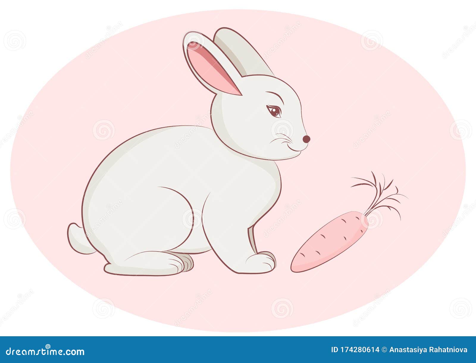 Cute White Rabbit with Carrot in Cartoon Style Stock Vector ...