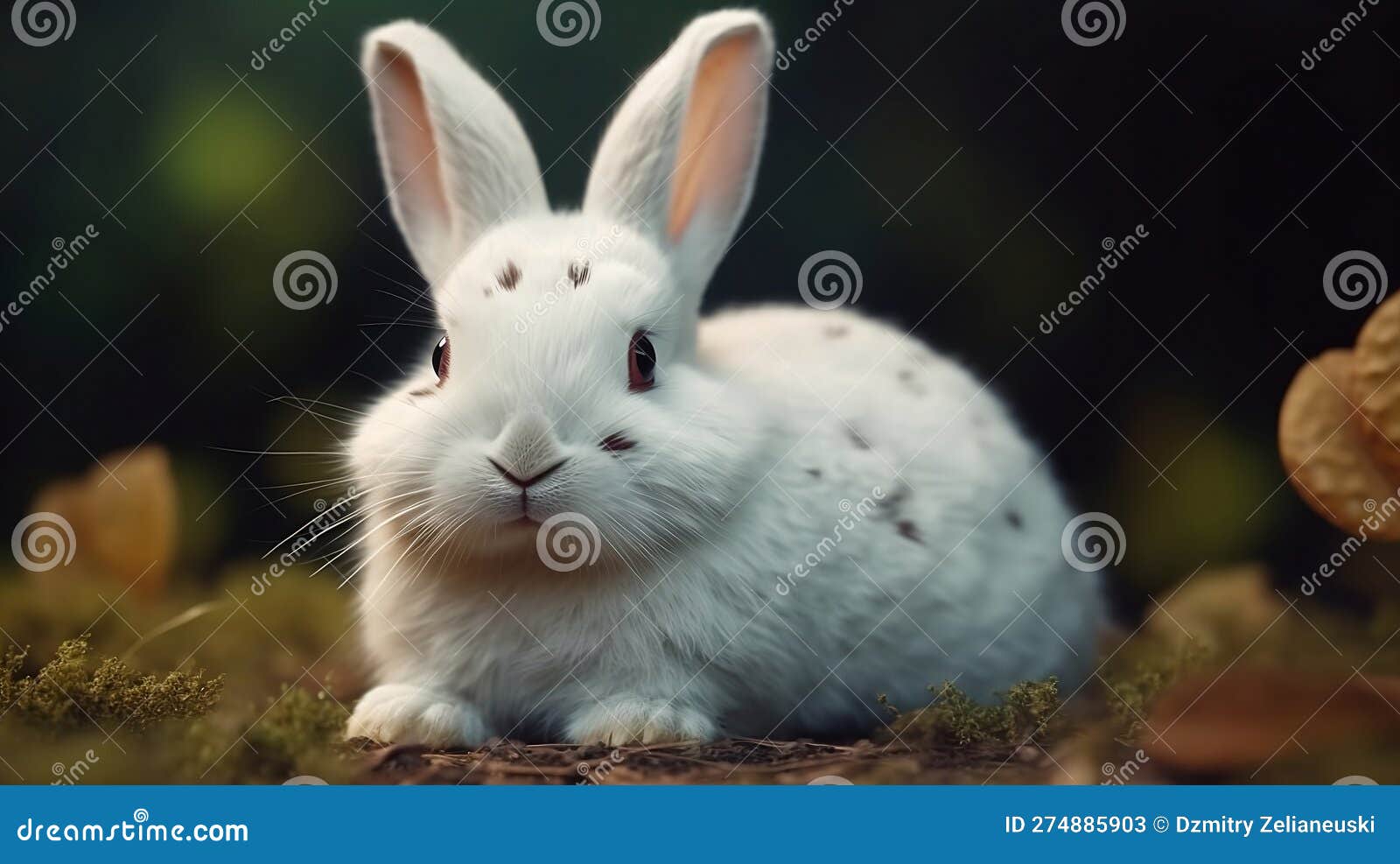 Cute White Rabbit with Dark Dots. Pets. Generative AI. Stock ...