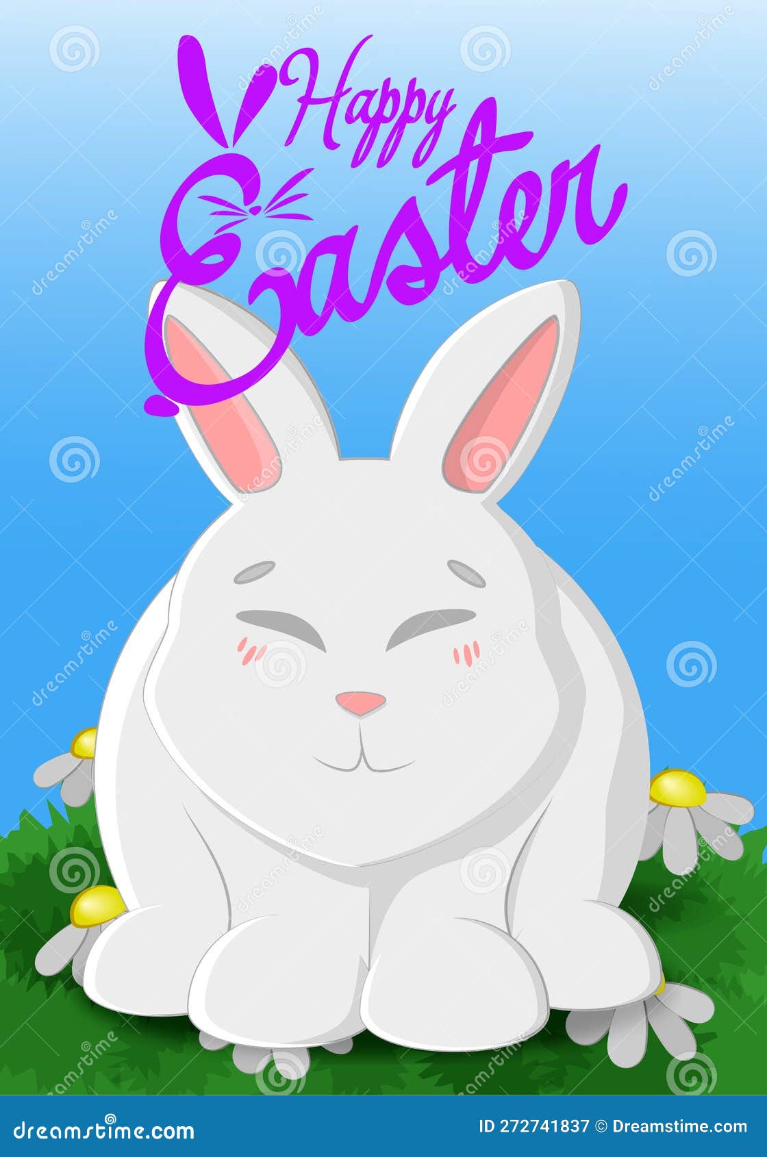 Cute White Rabbit for Easter Celebration Stock Vector - Illustration of ...