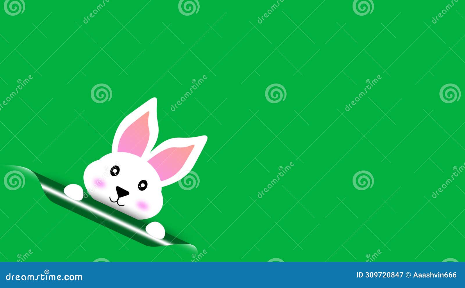 Cute White Rabbit Looking Illustration in Green Screen Stock ...